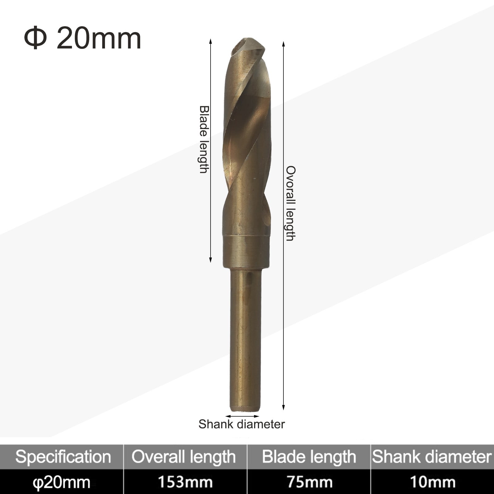 HSS Cobalt Drill Bit 14-22mm Reduced Shank Drill Bit for Metal ...