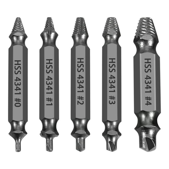 HSS Damaged Screw Extractor Set, 5-Piece Drill Bit Kit for Stripped ...