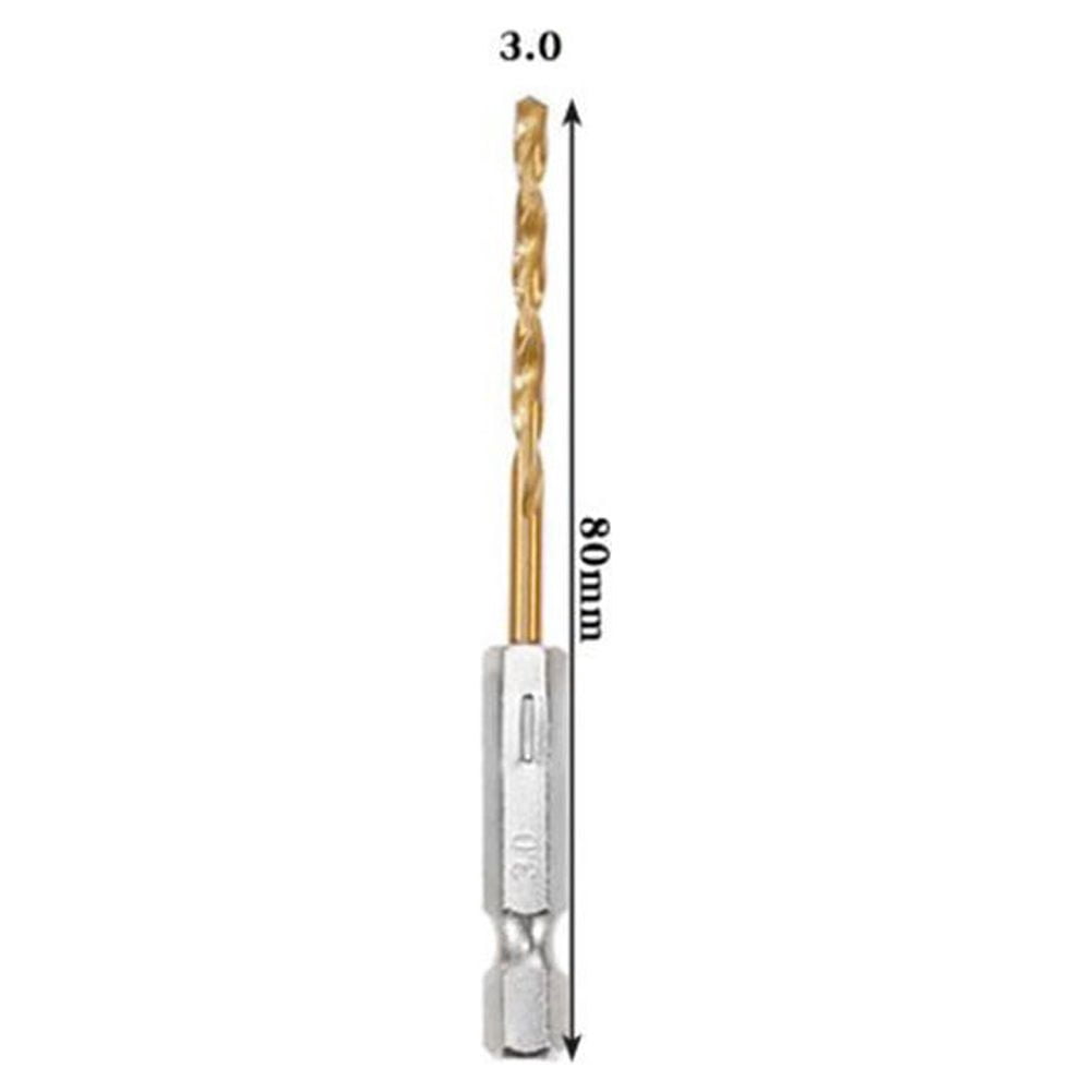 HSS Drill Bit Set 1/4 Hex Shank 1.5-6.5mm Titanium Coated for Wood ...