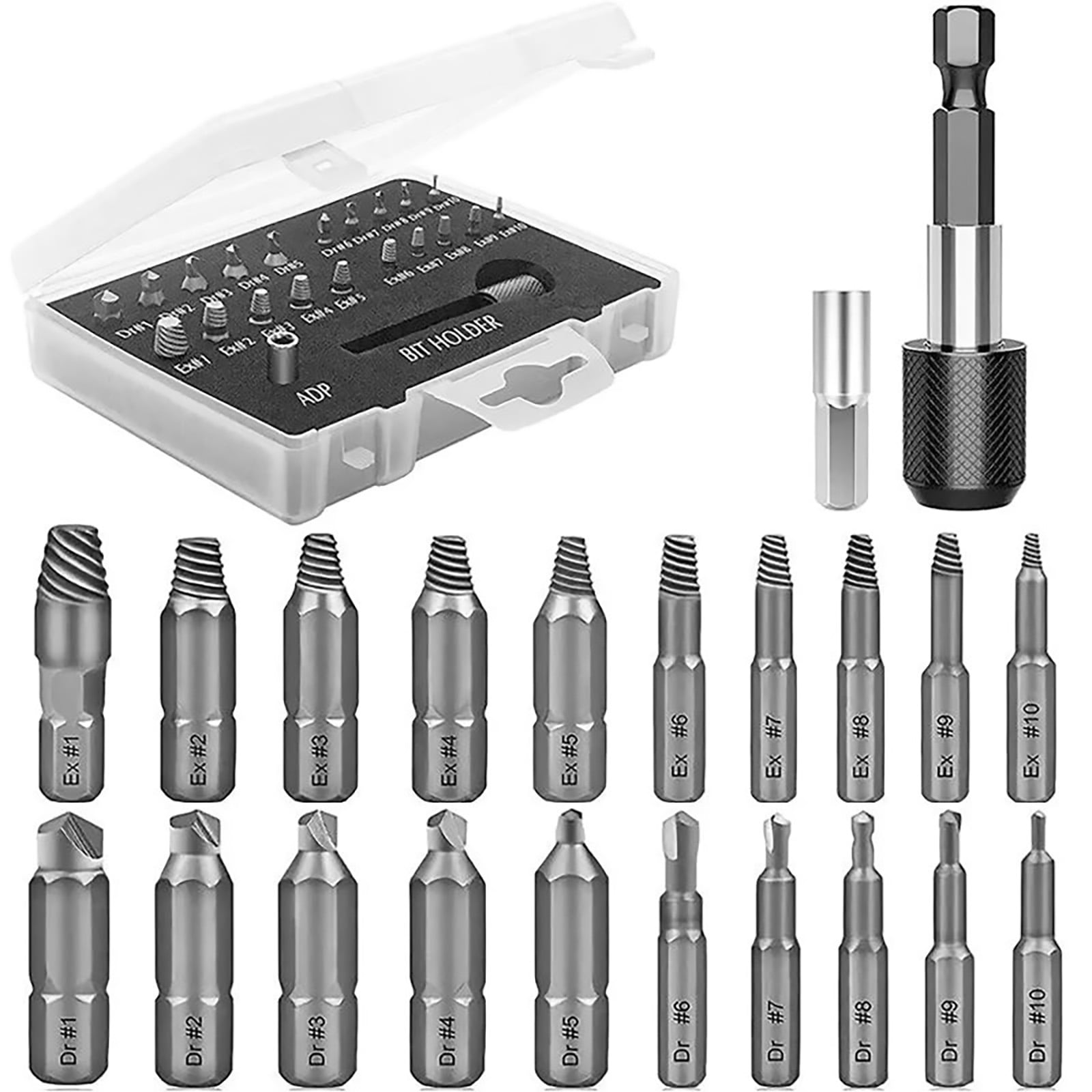 HSS Extractor Set for Broken Screws - 2-12mm Sizes for Most Drills ...