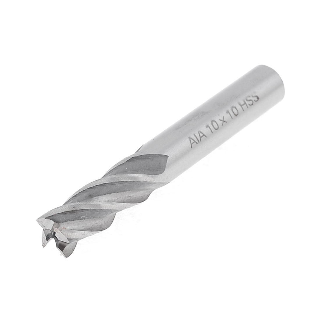 HSS Helical Groove 4 Flute 10mm Dia Tip 69mm Length Cutting End Mill ...