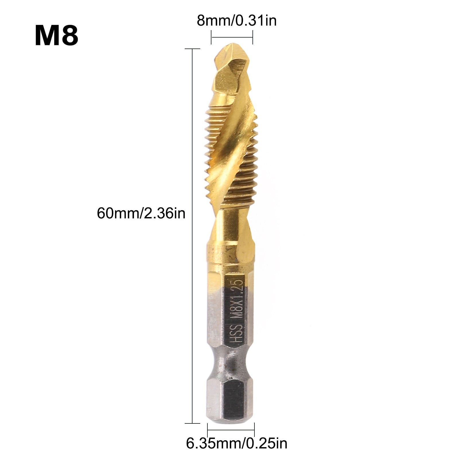HSS Hex Shank Metric Tap Drill Bit for M3 to M10 Sizes - Walmart.com