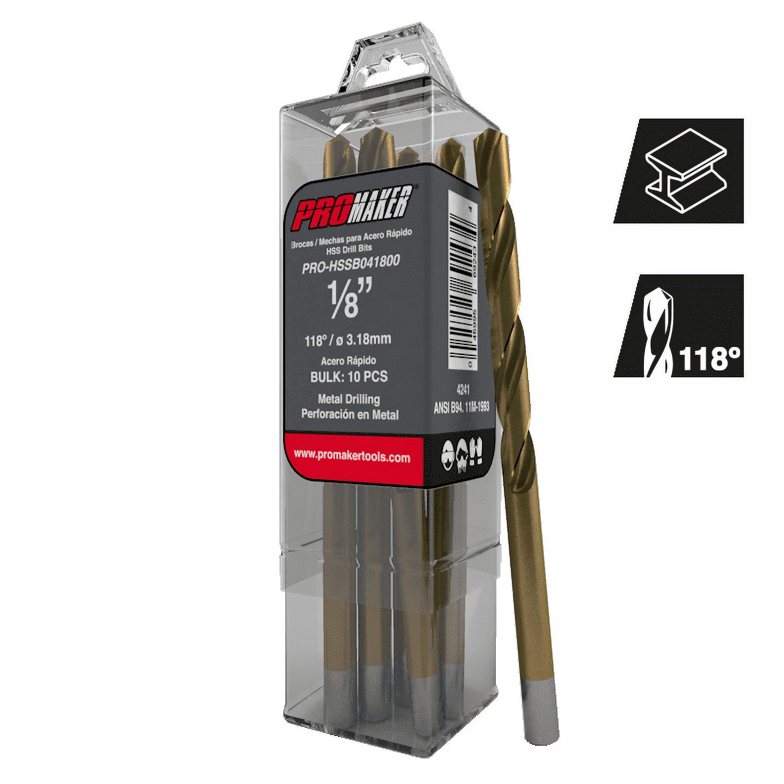 HSS Tip Metal Drill Bits 1/8 (10PCs) - Walmart.com