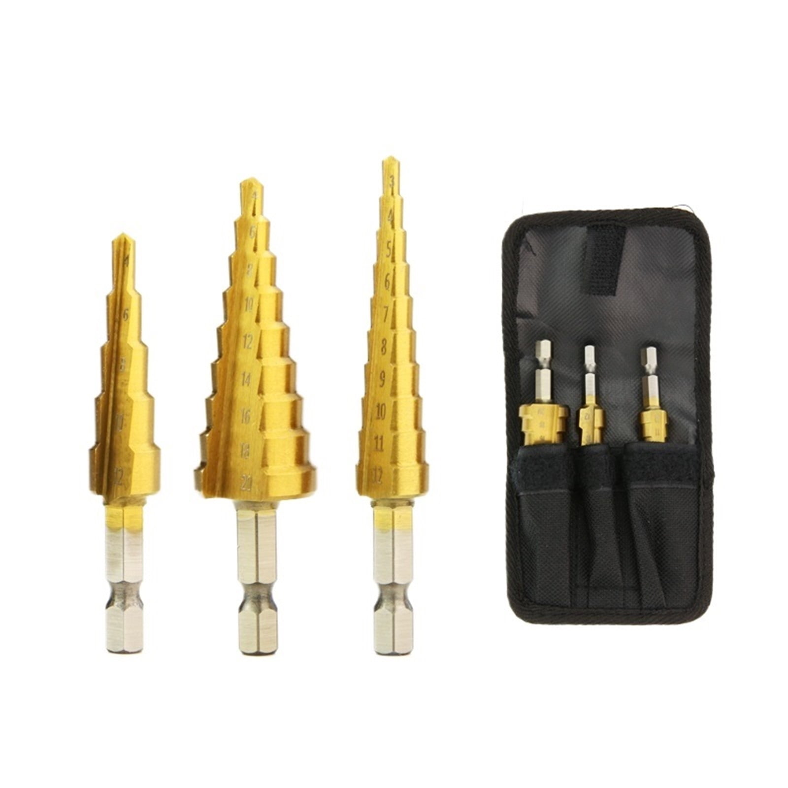 HSS Titanium Step Drill Bit High Speed Stepped Drill Set Saw Drill Tools Conical Stage Drill For ...