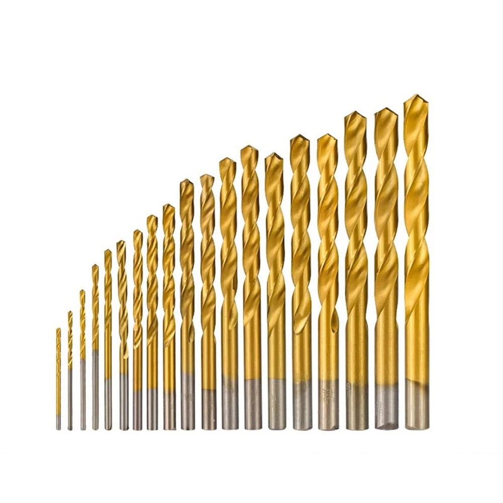 HSS Twist Drill Bit Set 1.0-10mm Titanium Coated Gun Drill Bit 19pcs ...