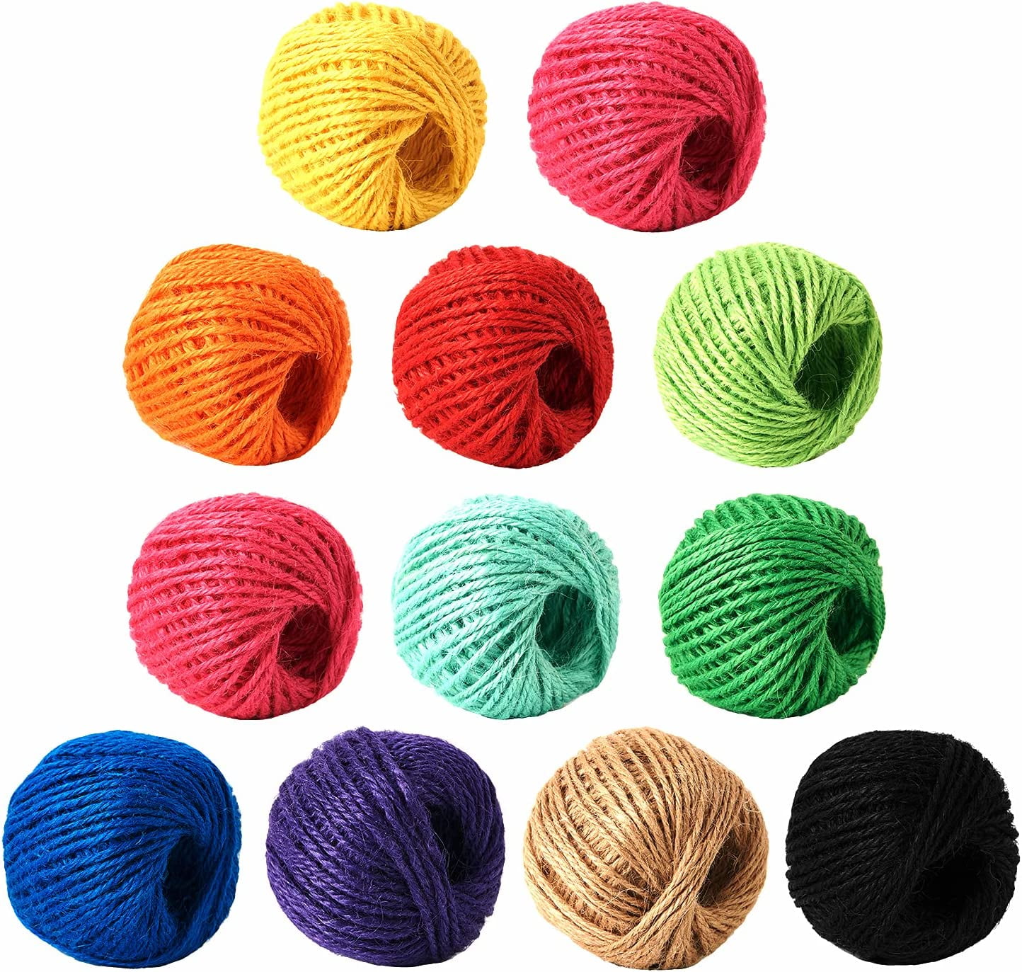 HSTECH 12 Rolls 2mm 3 ply Colorful Natural Jute String for Artworks ...
