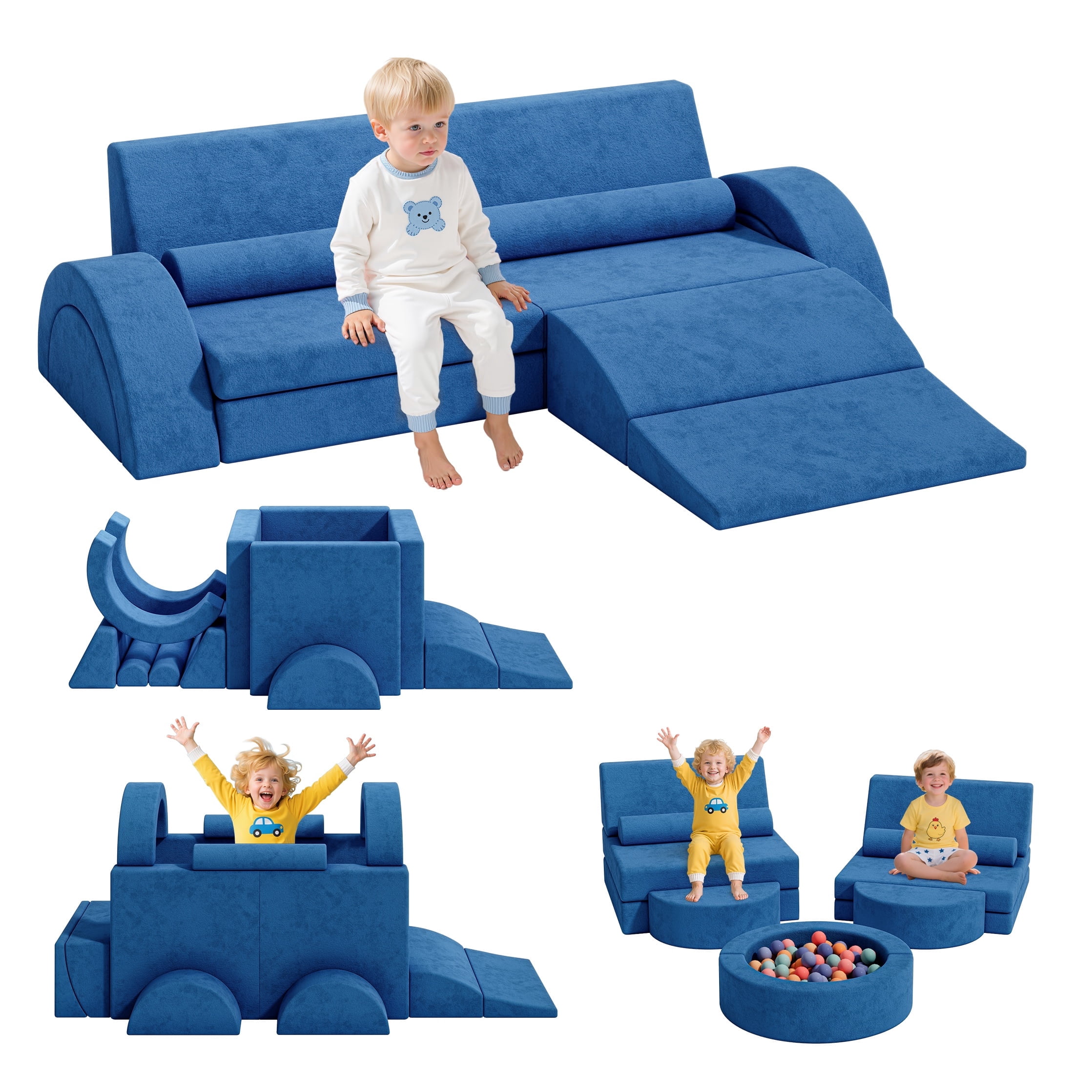HSUNNS 11PCS Modular Kids Play Couch for Living Room, Foam Toddler ...