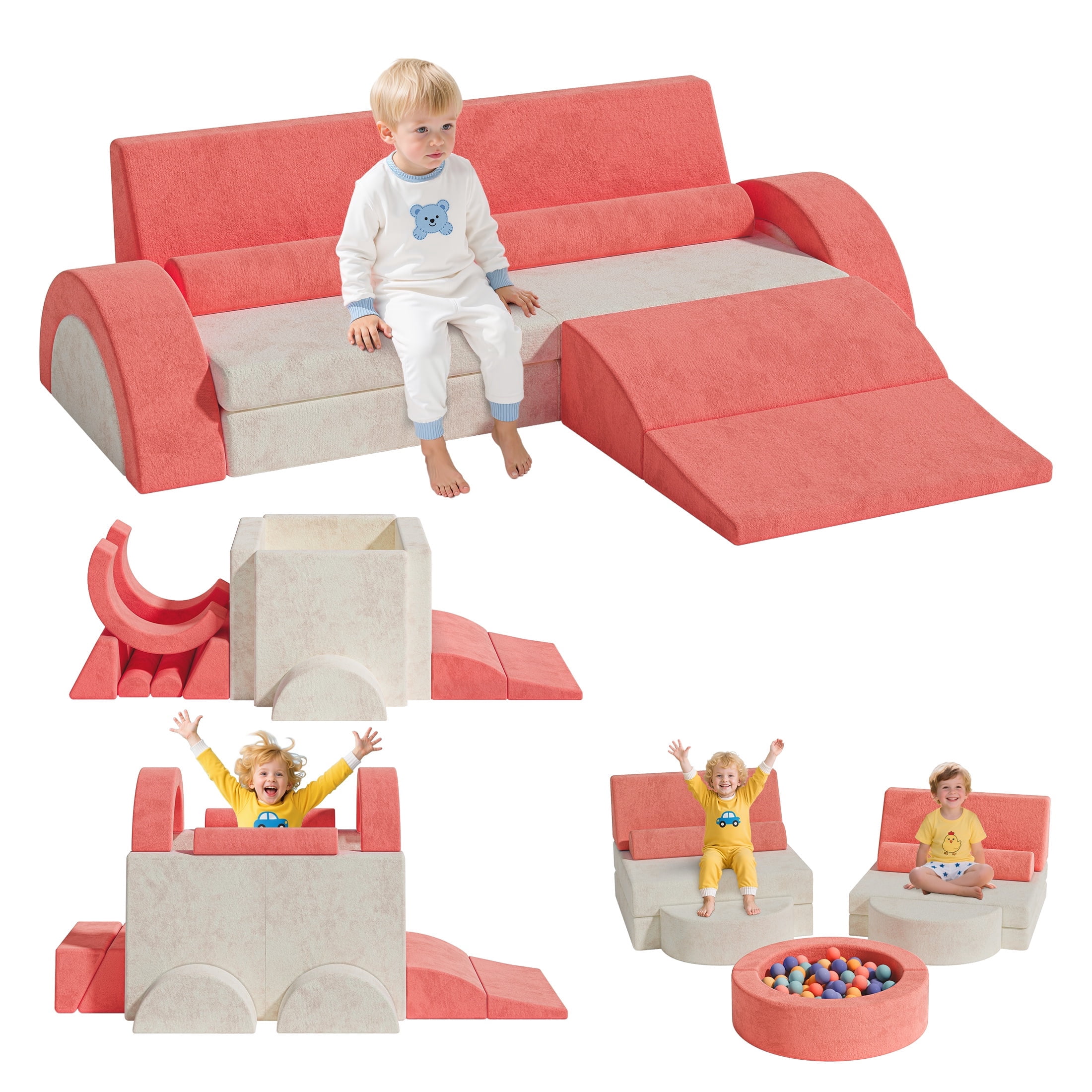 HSUNNS 11PCS Modular Kids Play Couch for Living Room, Foam Toddler ...