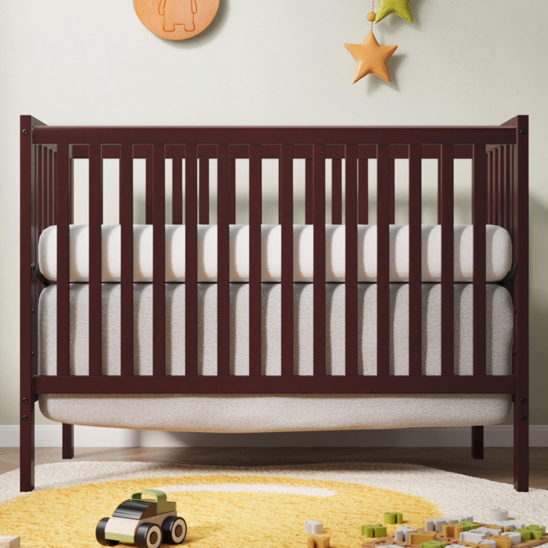 HSUNNS Convertible Crib, 5-in-1 Baby Crib for Small Space with Wood ...