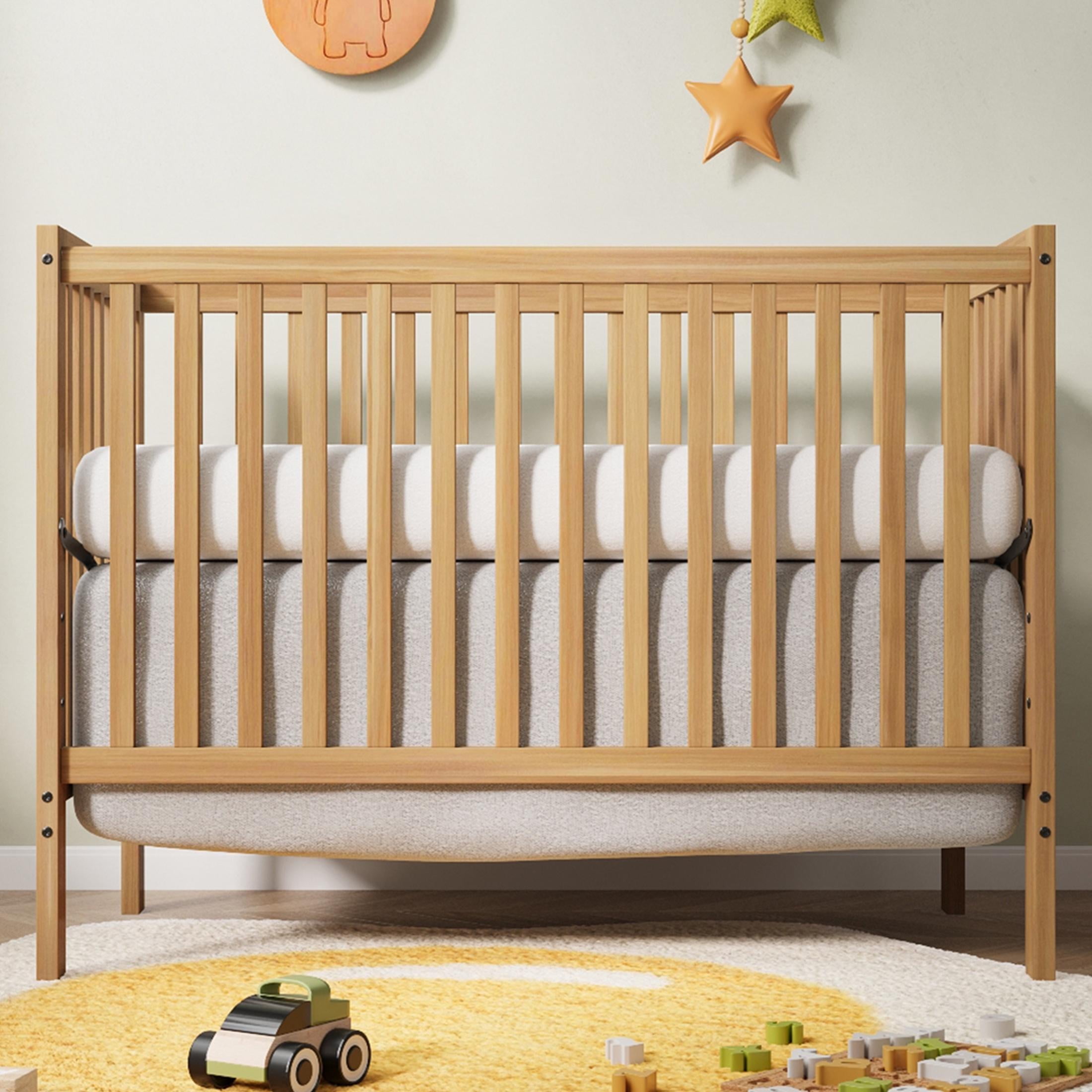 HSUNNS 5-in-1 Convertible Crib, Baby Crib with Slats, Certified Baby ...