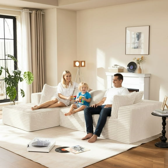 Gianna 108" L-Shaped Modular Sectional Sofa with Right Chaise, Flexible ...