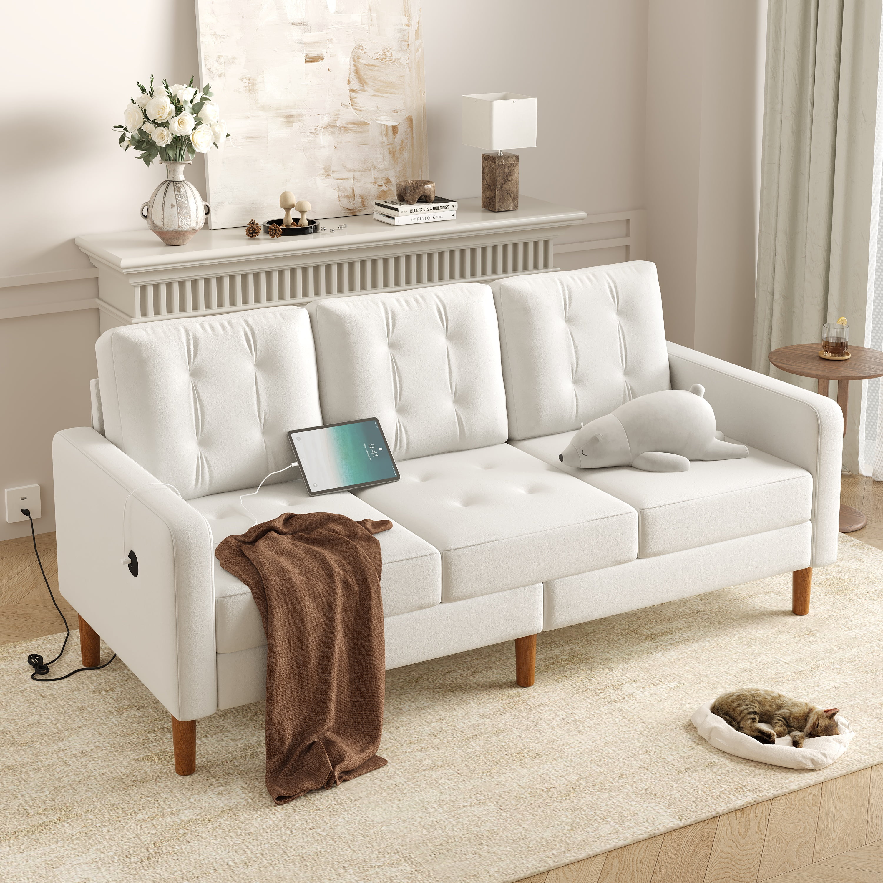 HSUNNS 78" Sofa, 3 Seater Modern Sofa Couch with 2 USB Charging Ports ...