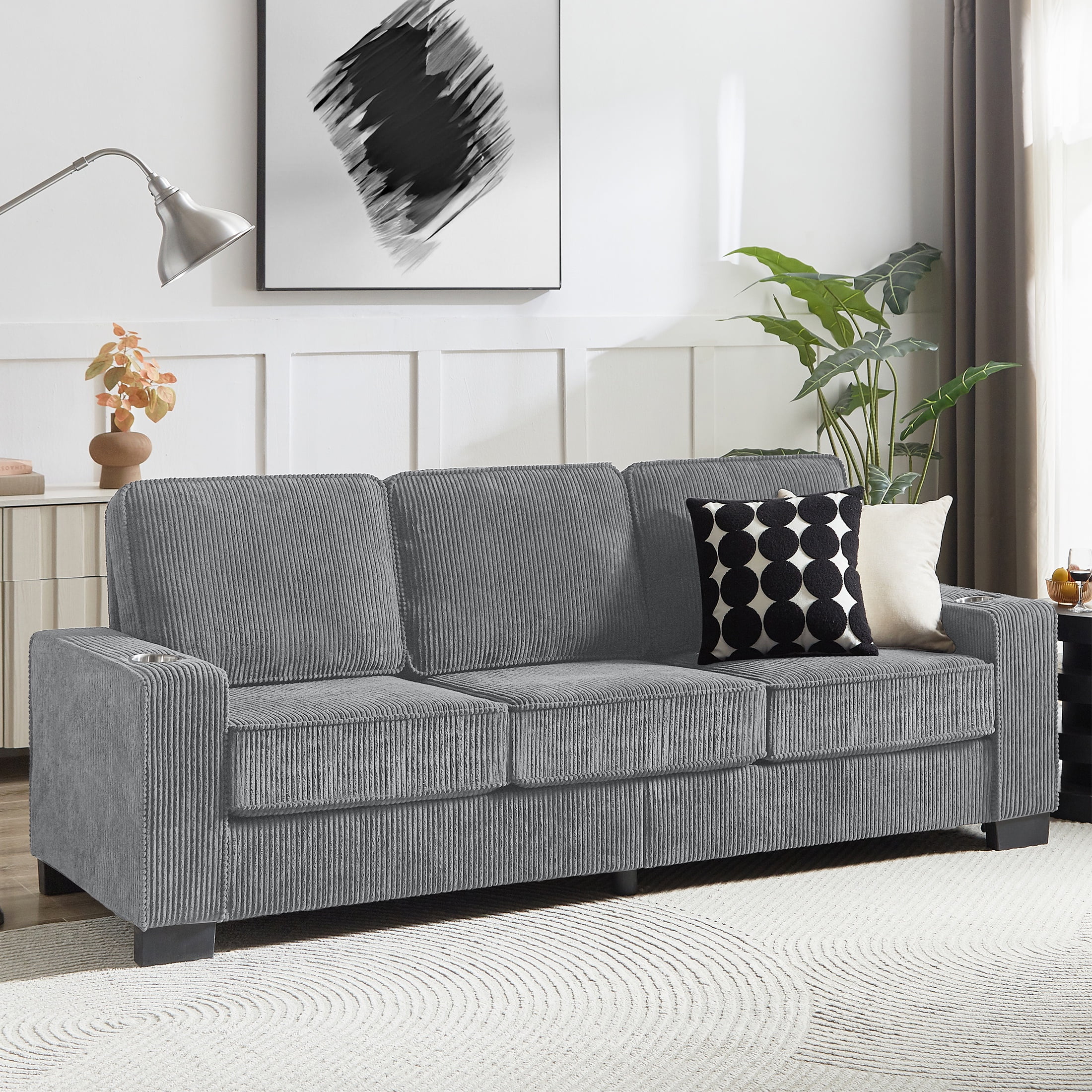 HSUNNS 83.86" Sofa, 3 Seater Corduroy Fabric Sofa Couch for Living Room ...