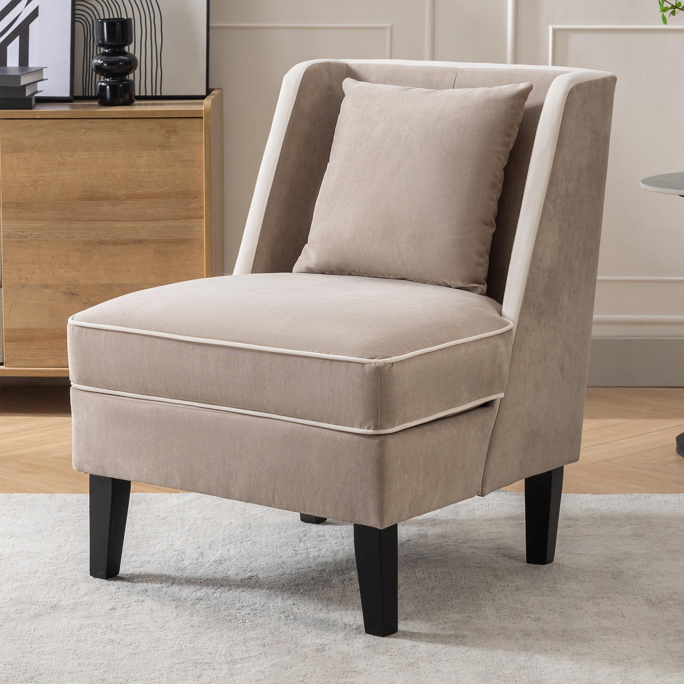HSUNNS Armless Chair, Modern Velvet Upholstered Accent Chair with Back ...
