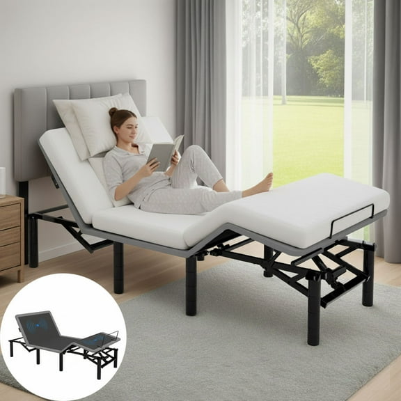 Adjustable Bed Frame with Remote, Adjustable Bed Base with Massage Head ...