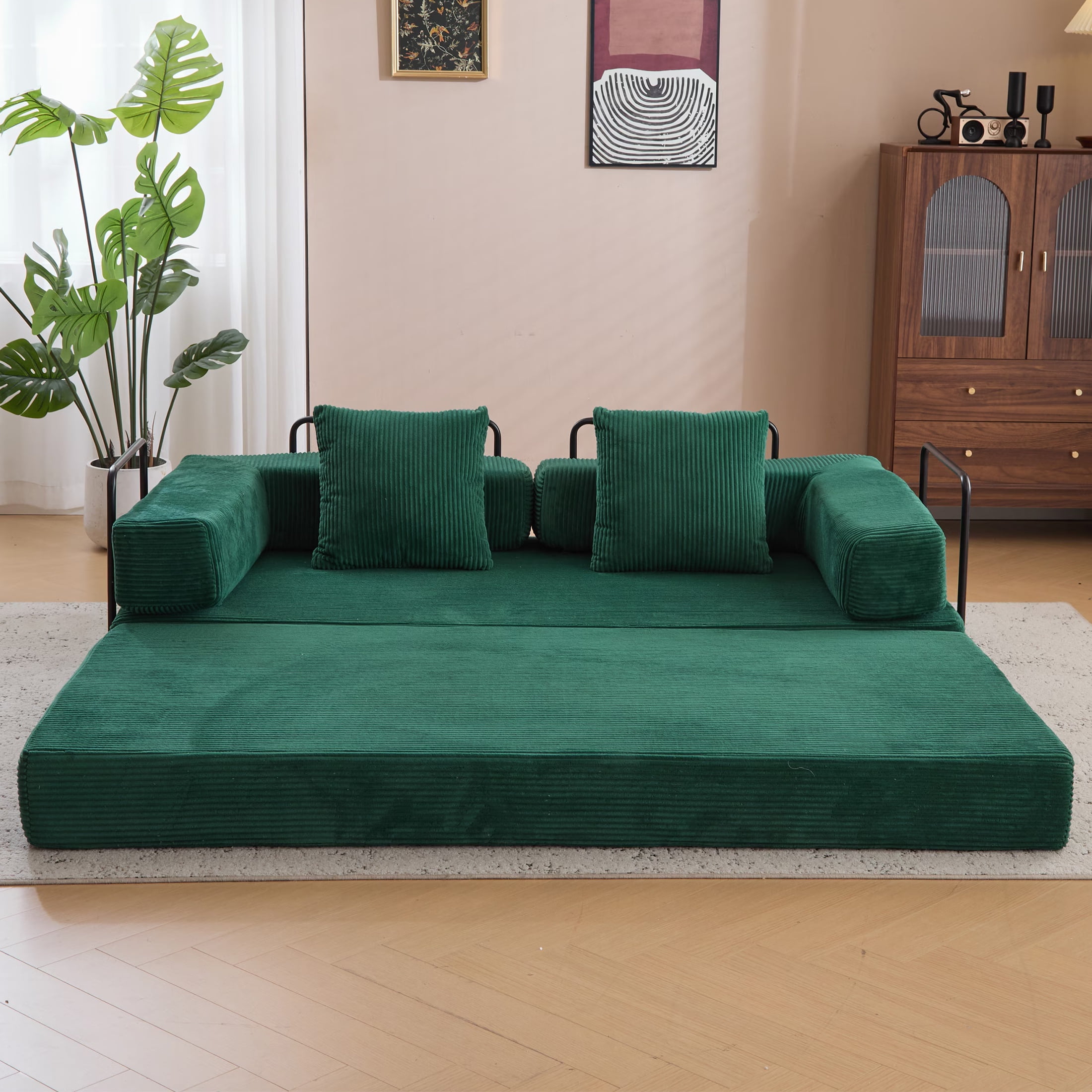 HSUNNS Floor Sofa Bed, Compression Sofa Couch with Pillow and Back ...