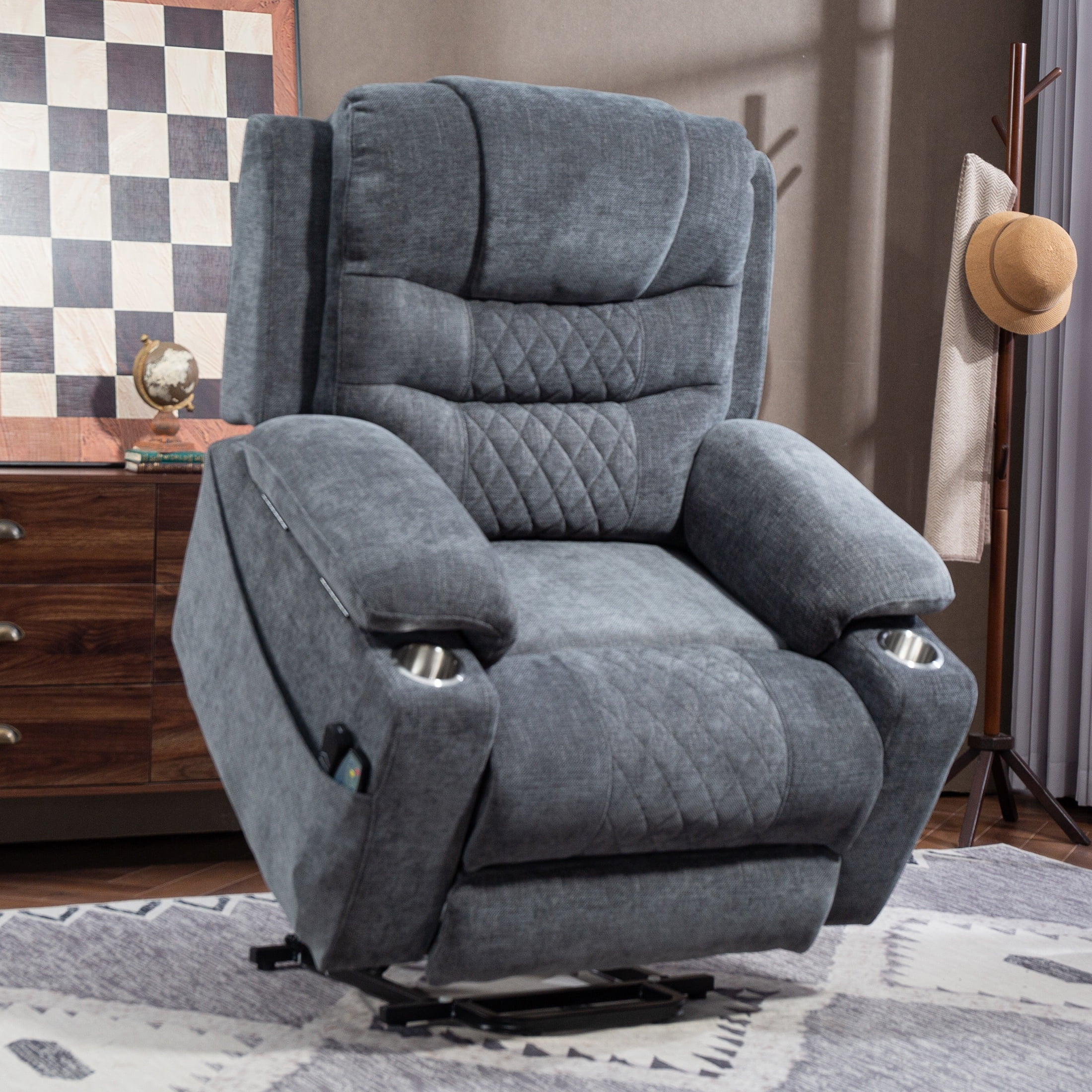 HSUNNS Lift Recliner Chair, Chenille Lift Recliners with Flip Armrest ...