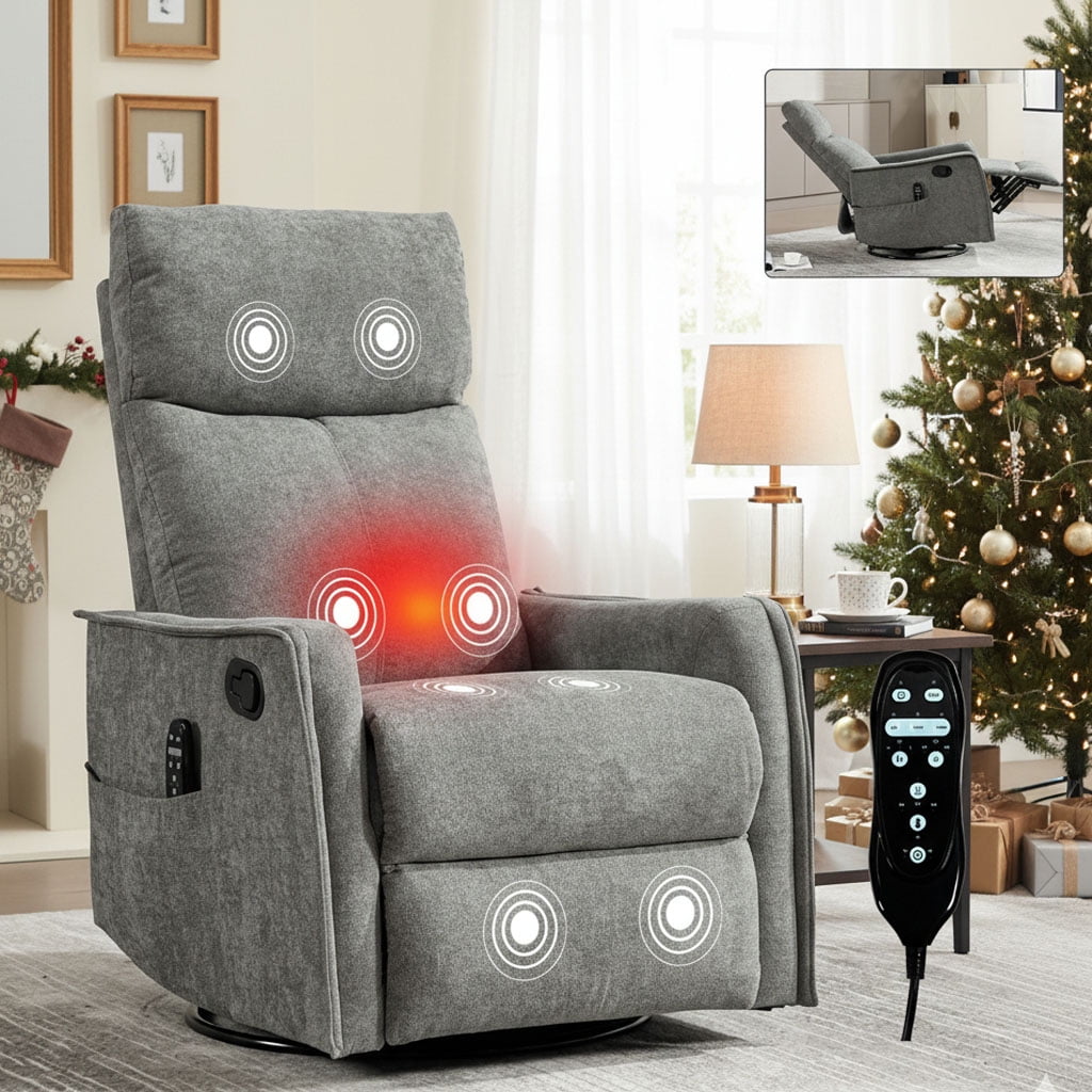 HSUNNS Manual Recliner Chair with Heat Therapy and Massage Function ...