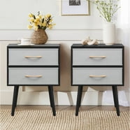 Resenkos Modern Bedside Table Nightstand for Bedroom with Rattan ...