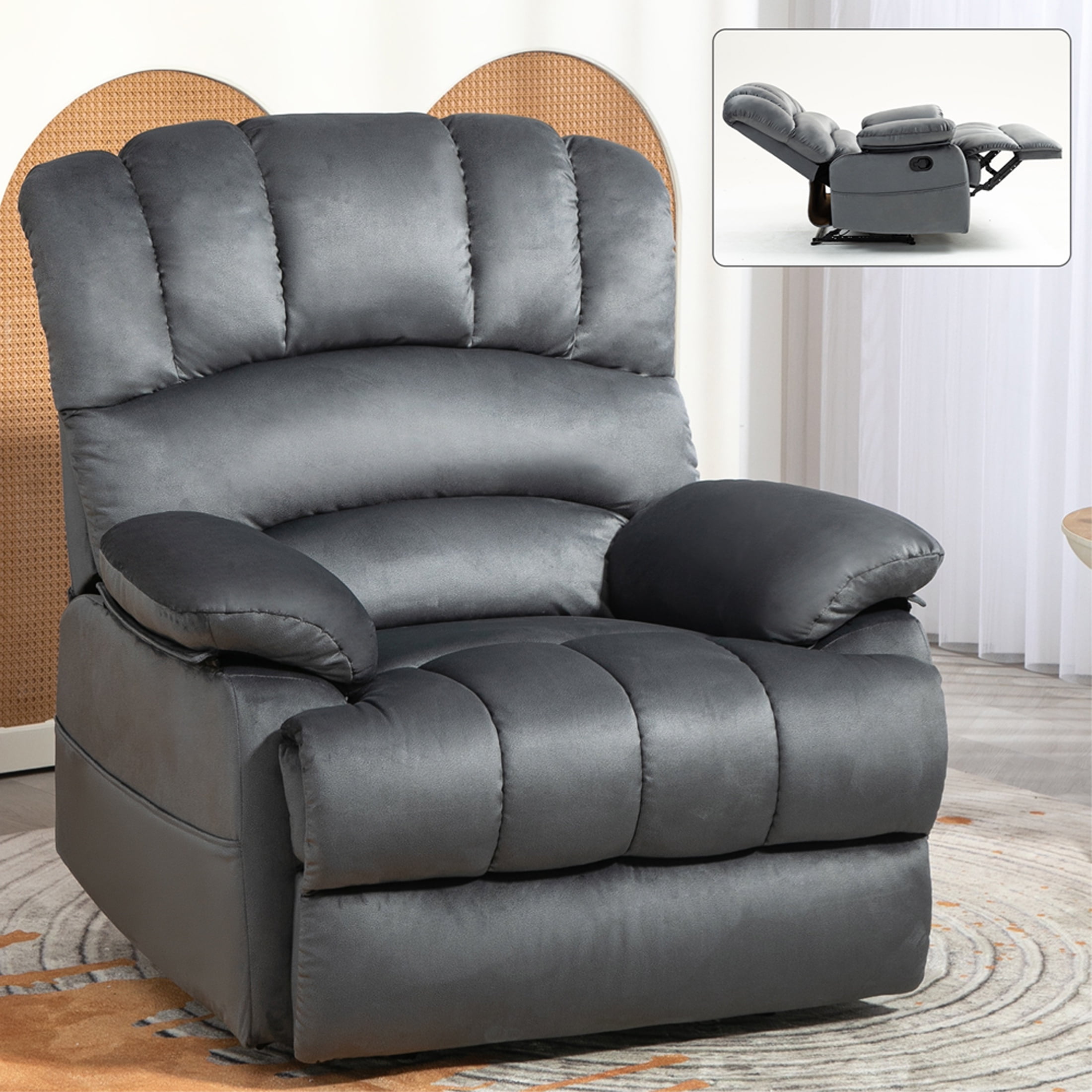 HSUNNS Oversized Manual Recliner Chair for Adults, Modern Fabric ...