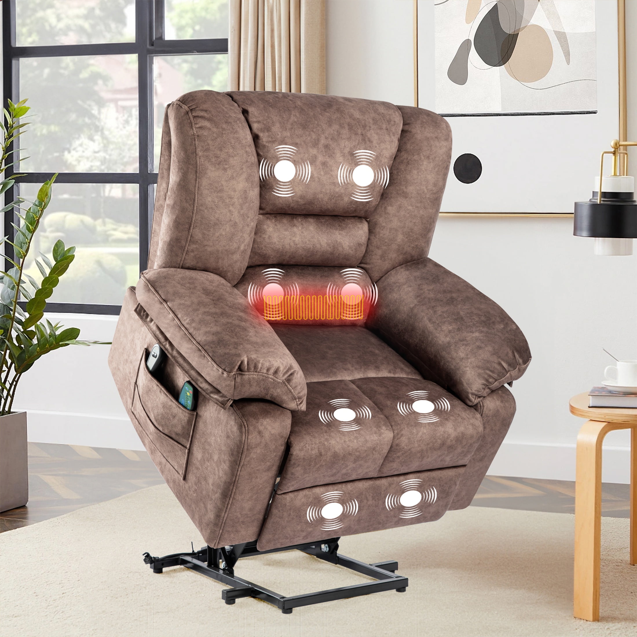 Oversized Power Lift Recliner, Electric Chair with Cup Holders, 180 Deg ...