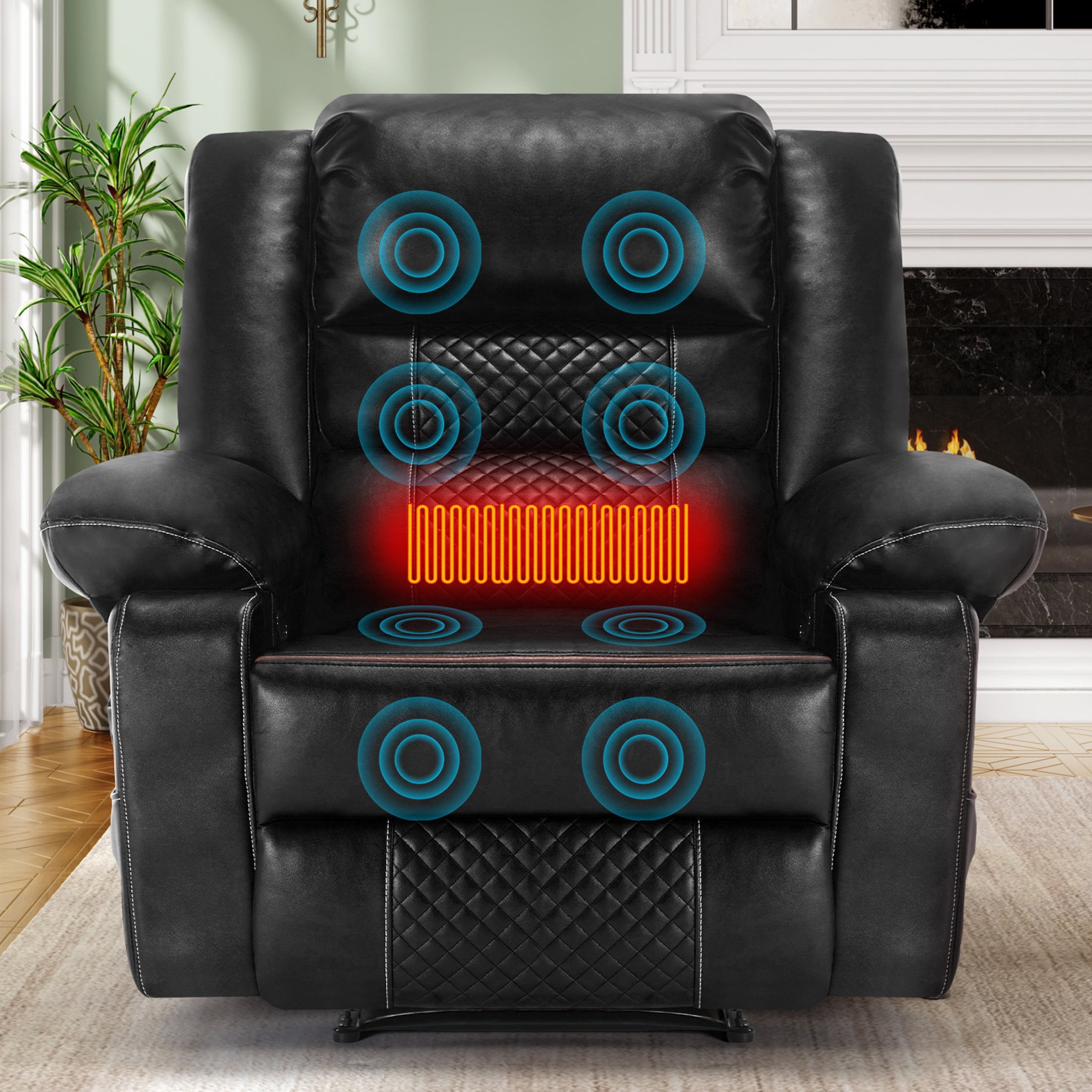 HSUNNS Recliner Chair, Breathable Leather Elderly Sofa with Heat ...