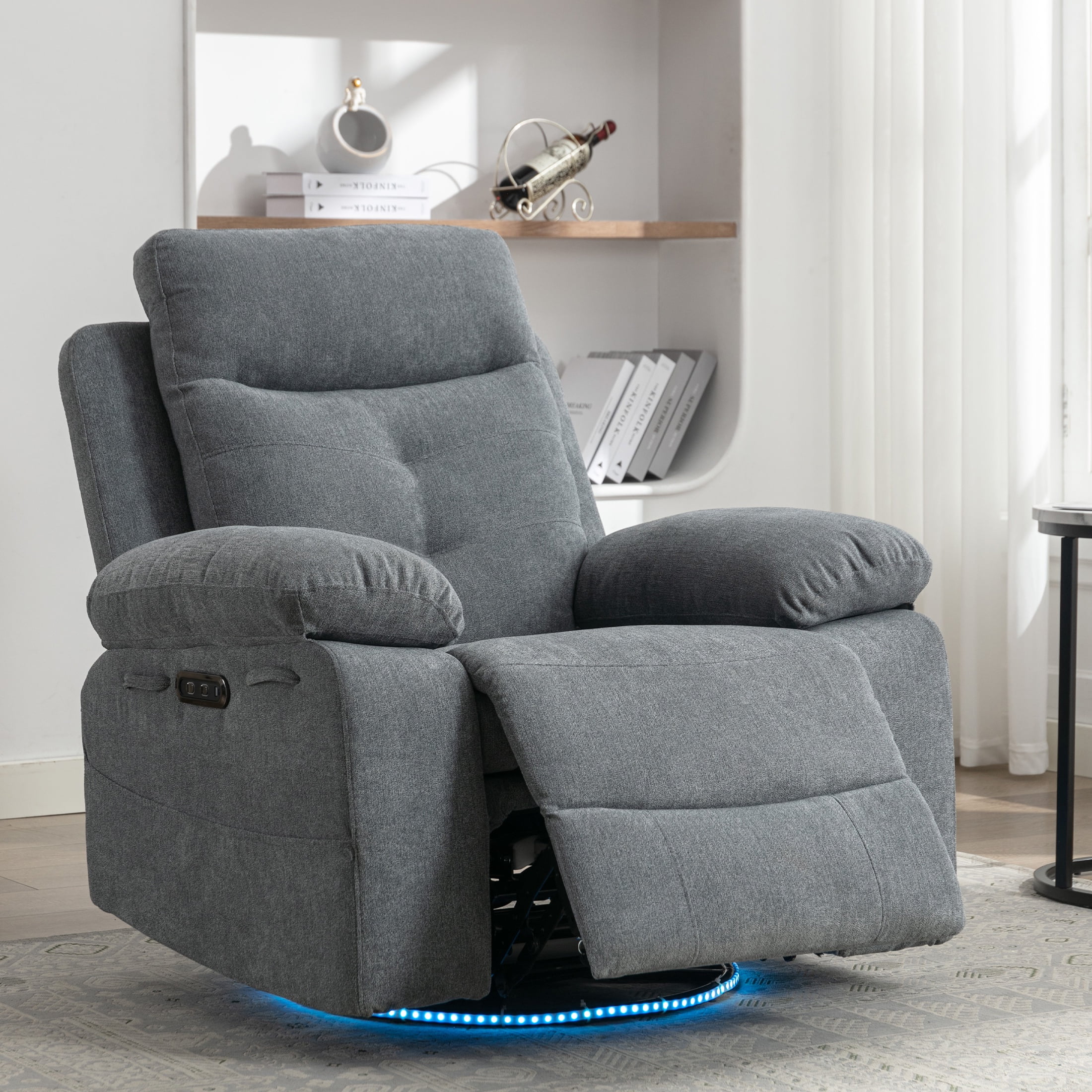 HSUNNS Swivel Recliner Chair with Wireless Bluetooth Speakers, Electric ...