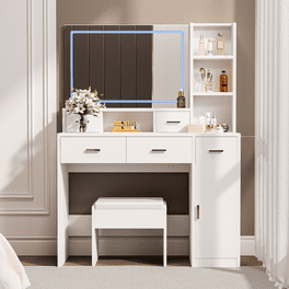 Kappesberg Sariana 4 Drawer Modern Vanity Storage Shelves 61 in. H x 47.2 in. W x 17.7 in. D