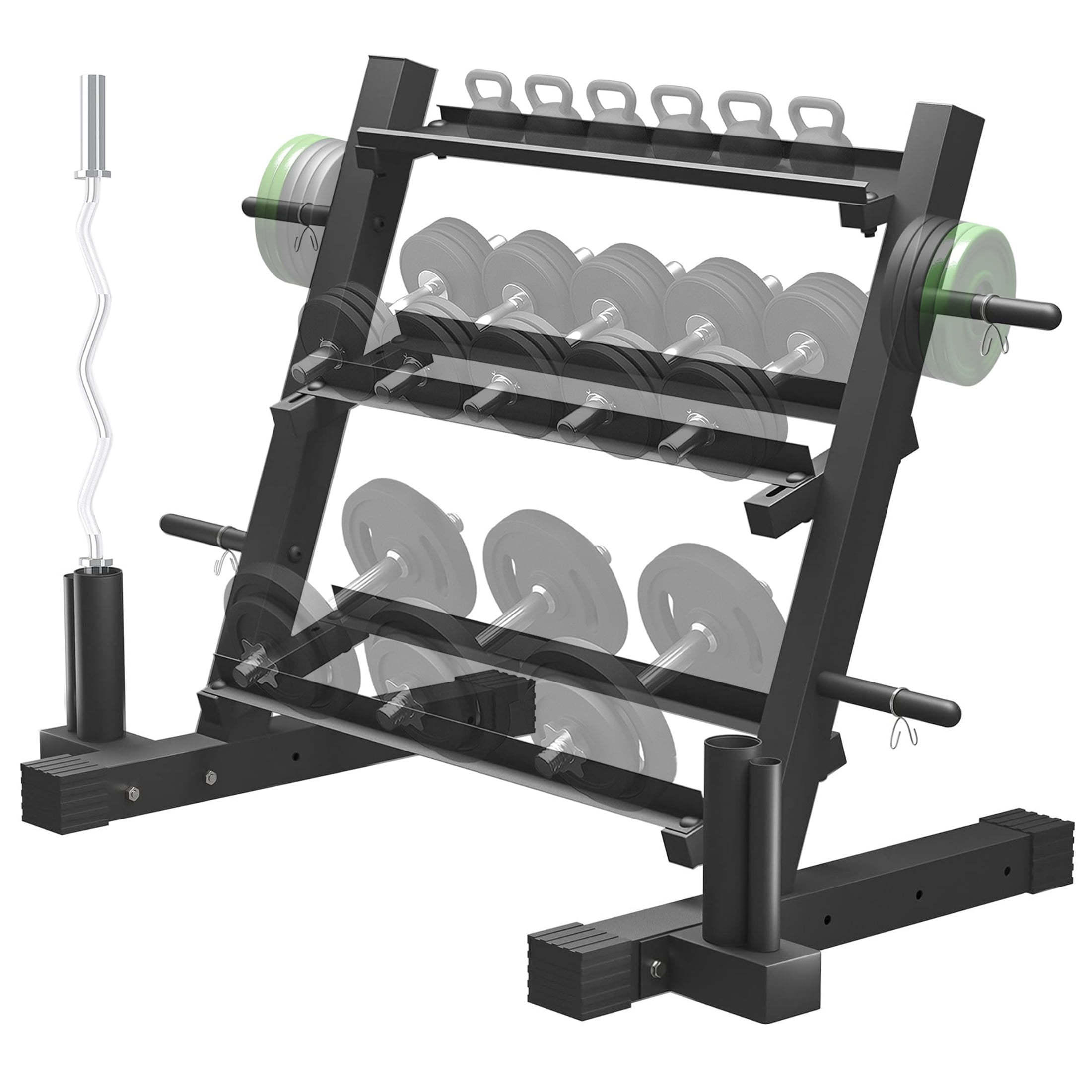 HSUURY 3-Tier Adjustable Dumbbell Rack: Compact, Heavy-Duty Gym Weight ...