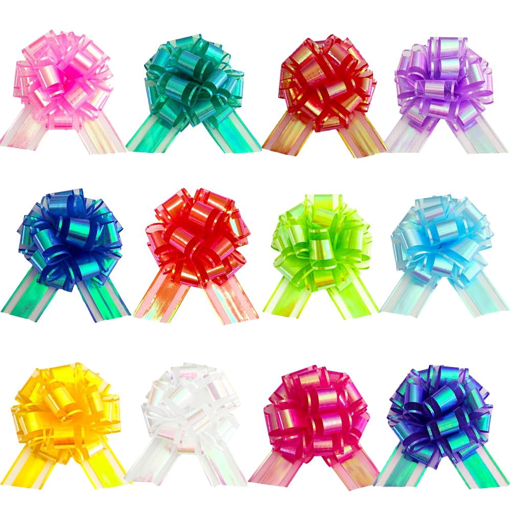HSXJJ 24 Pcs Rainbow Finish Bows AIS1 for Gift Wrapping Set, 6 Inch ...