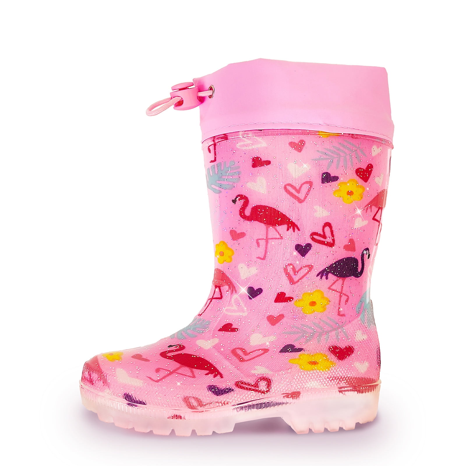 HSYAAMOO Girls Kids Rain Boots Pink Flamingo Cartoon – Waterproof ...