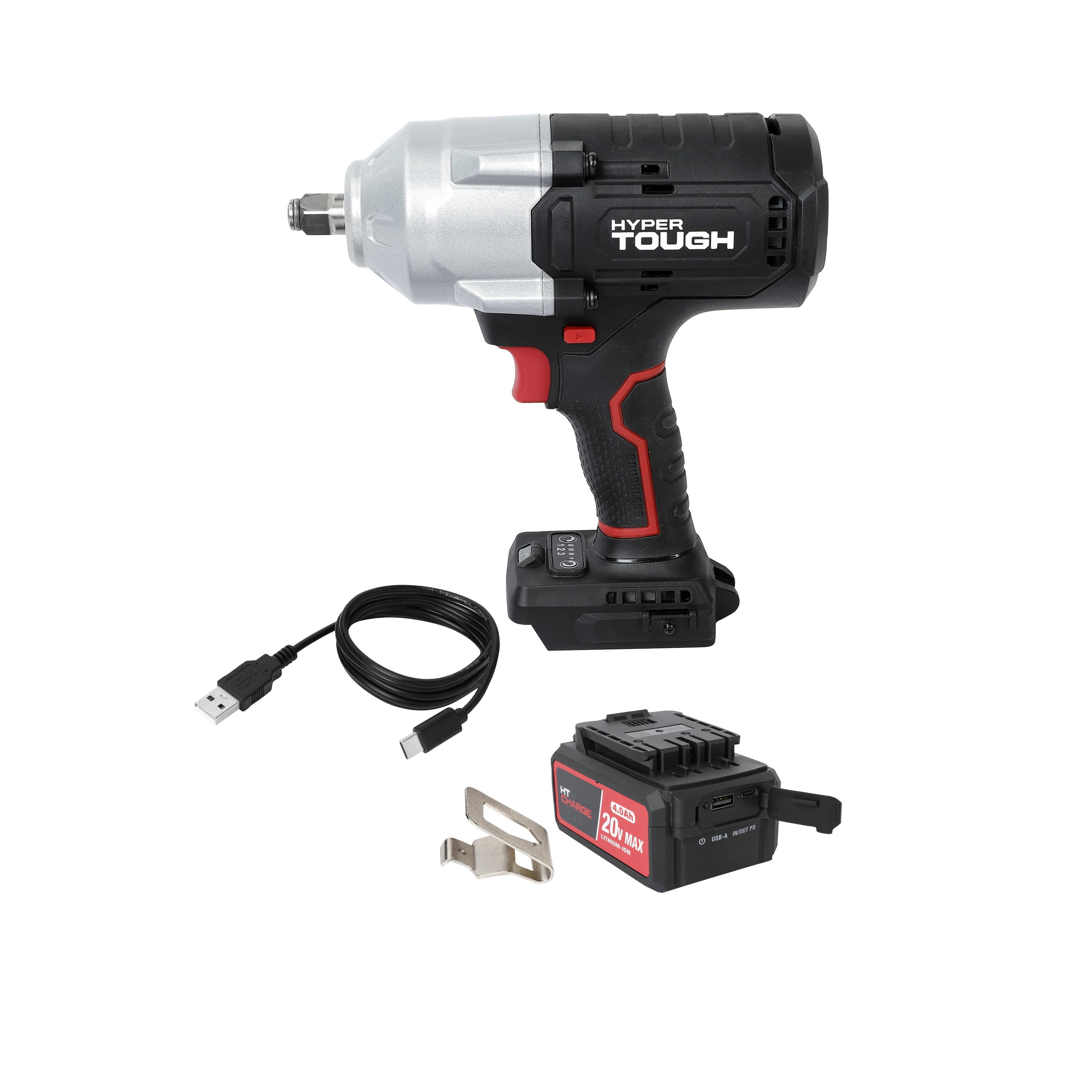 Hyper Tough 20V Brushless Cordless 1/2-in 900 Impact Wrench with ...