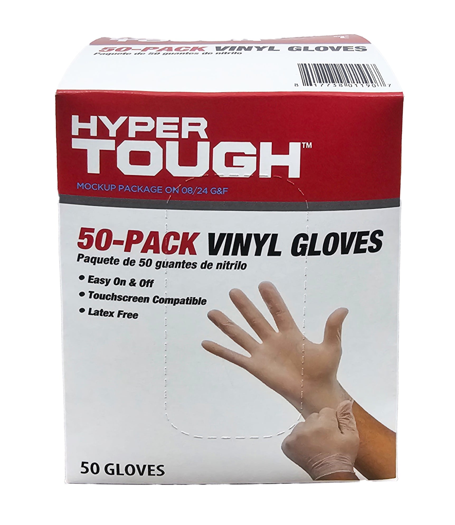 Hyper Tough Disposable Vinyl Gloves 50 Count - Safe and Comfortable for ...