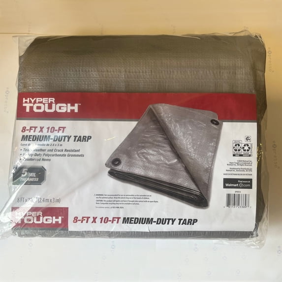 Hyper Tough 8x10 Heavy Duty Tarp Reinforced Grommets & Durable ...