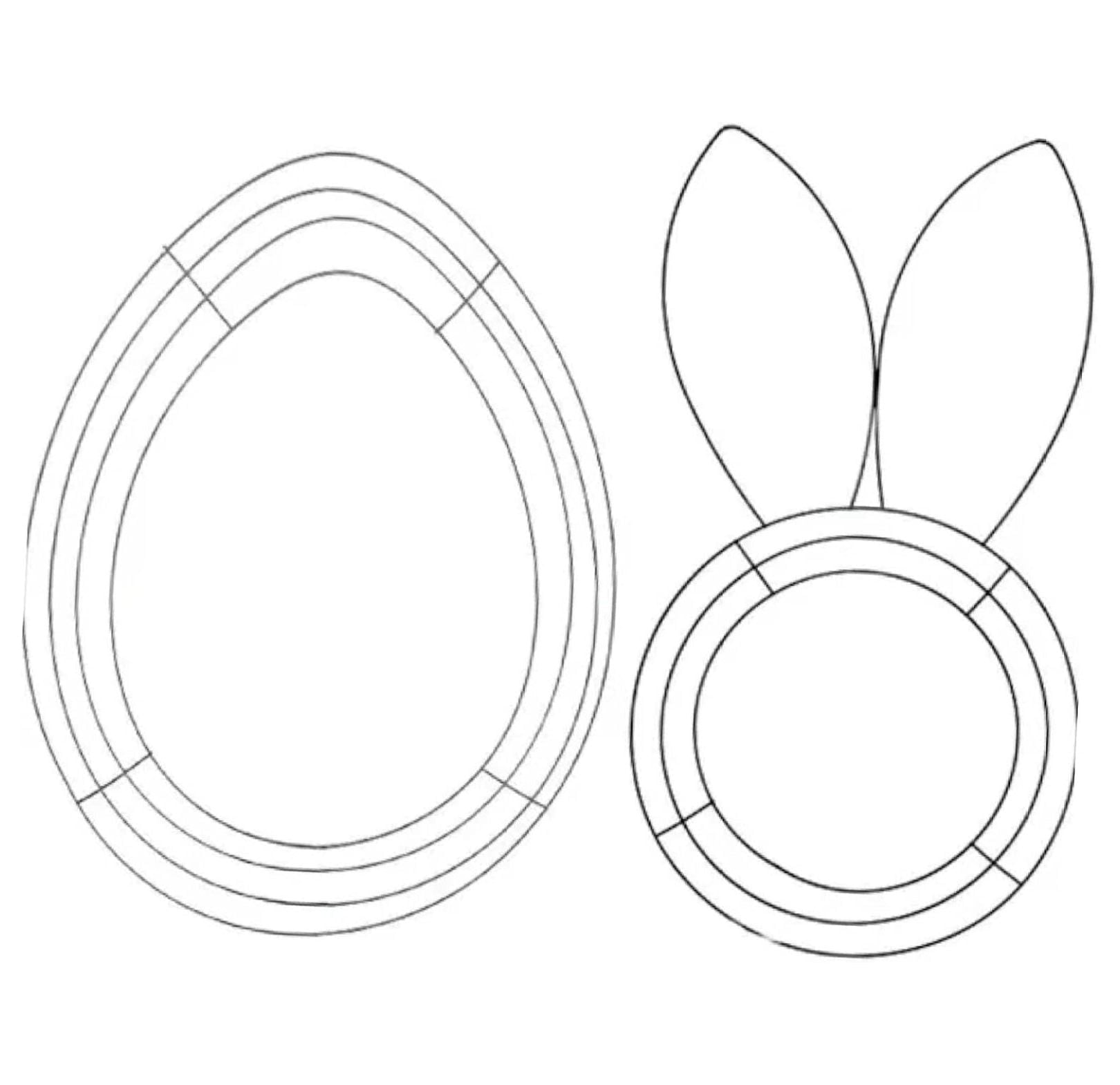 HT Easter Egg and Bunny Ears Metal Wire Wreath Frame Form, (1 Egg-15 ...