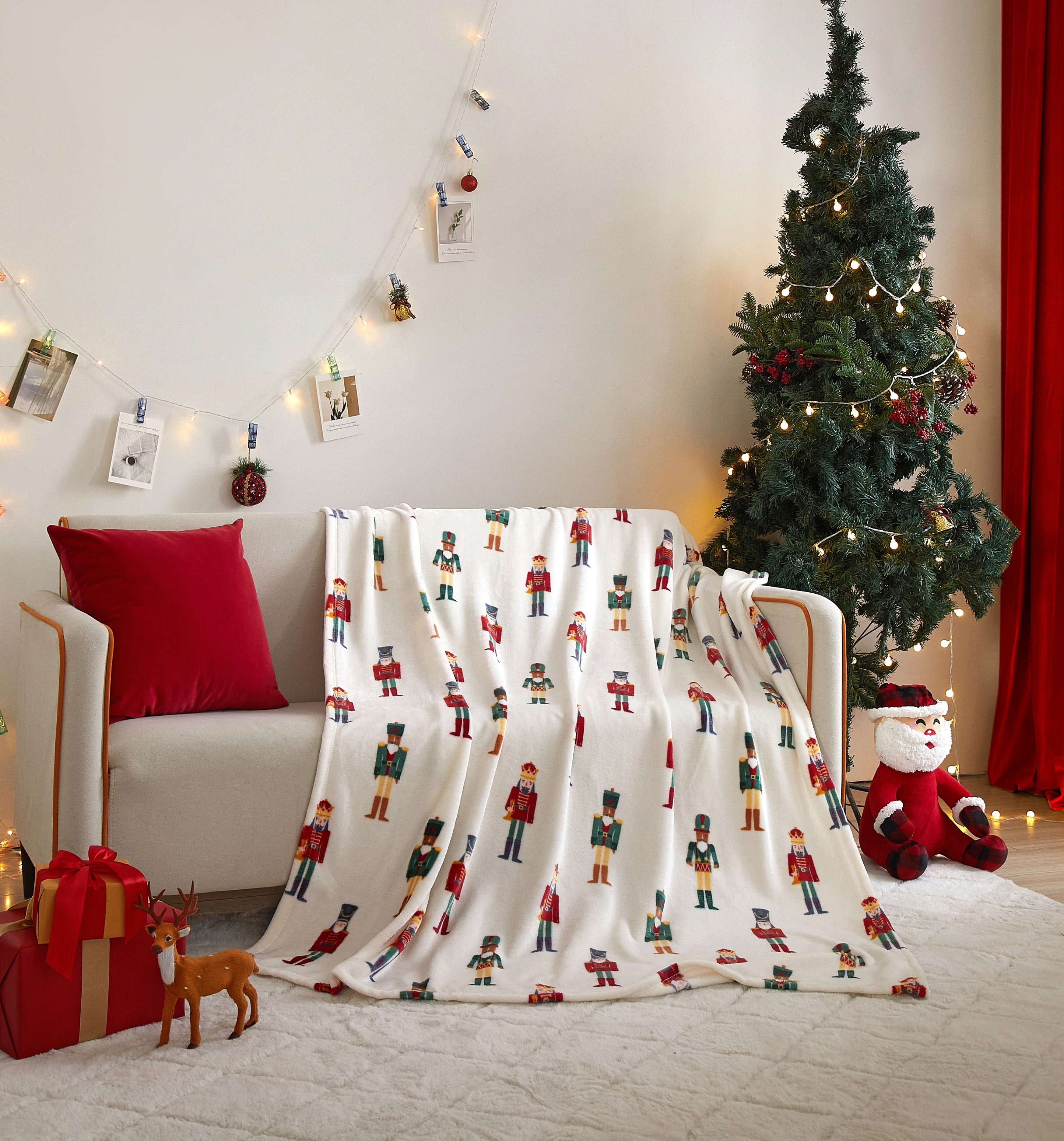 Holiday Time Cozy Christmas Plush Nutcracker Throw Blanket, Standard ...