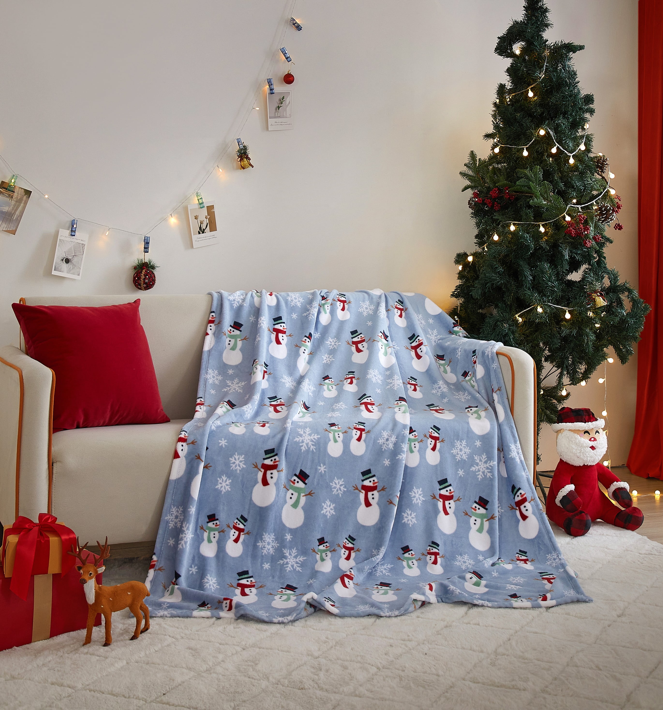 Holiday Time Cozy Christmas Plush Snowman Throw Blanket, Standard Size ...