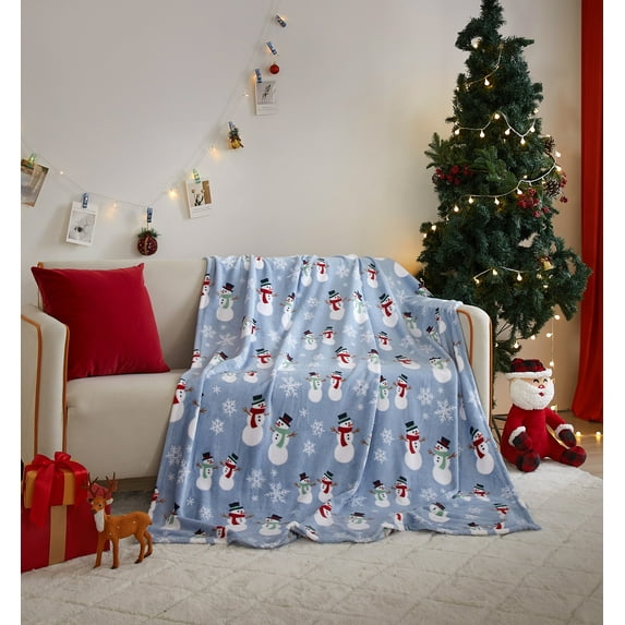Holiday Time Cozy Christmas Plush Snowman Throw Blanket, Standard Size ...