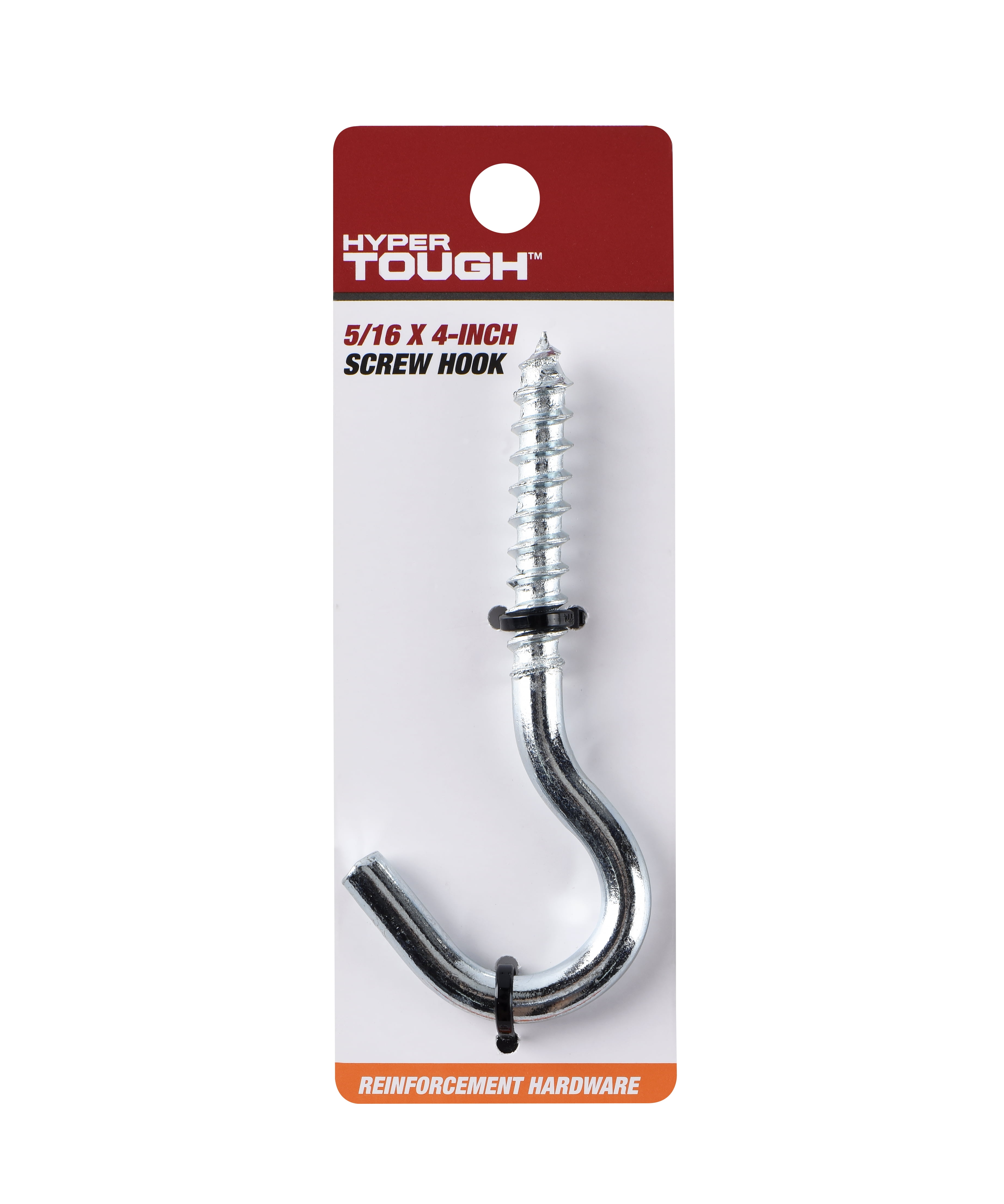 Hyper Tough Screw Hook 5/16 inch x 4 inch Zinc Plated - Walmart ...