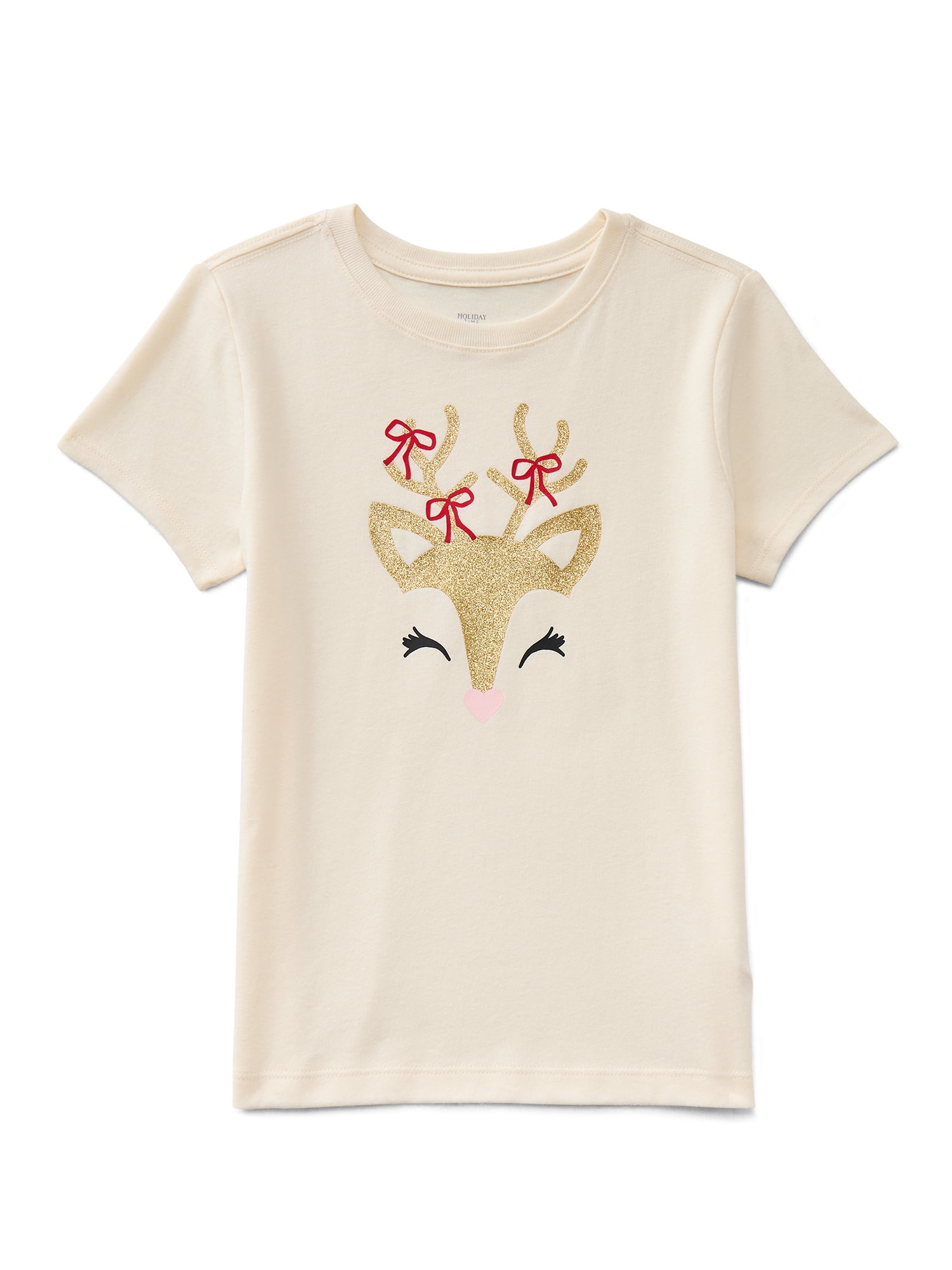 Holiday Time Girls Christmas Short Sleeve Graphic T-Shirt, Sizes 4-18 ...