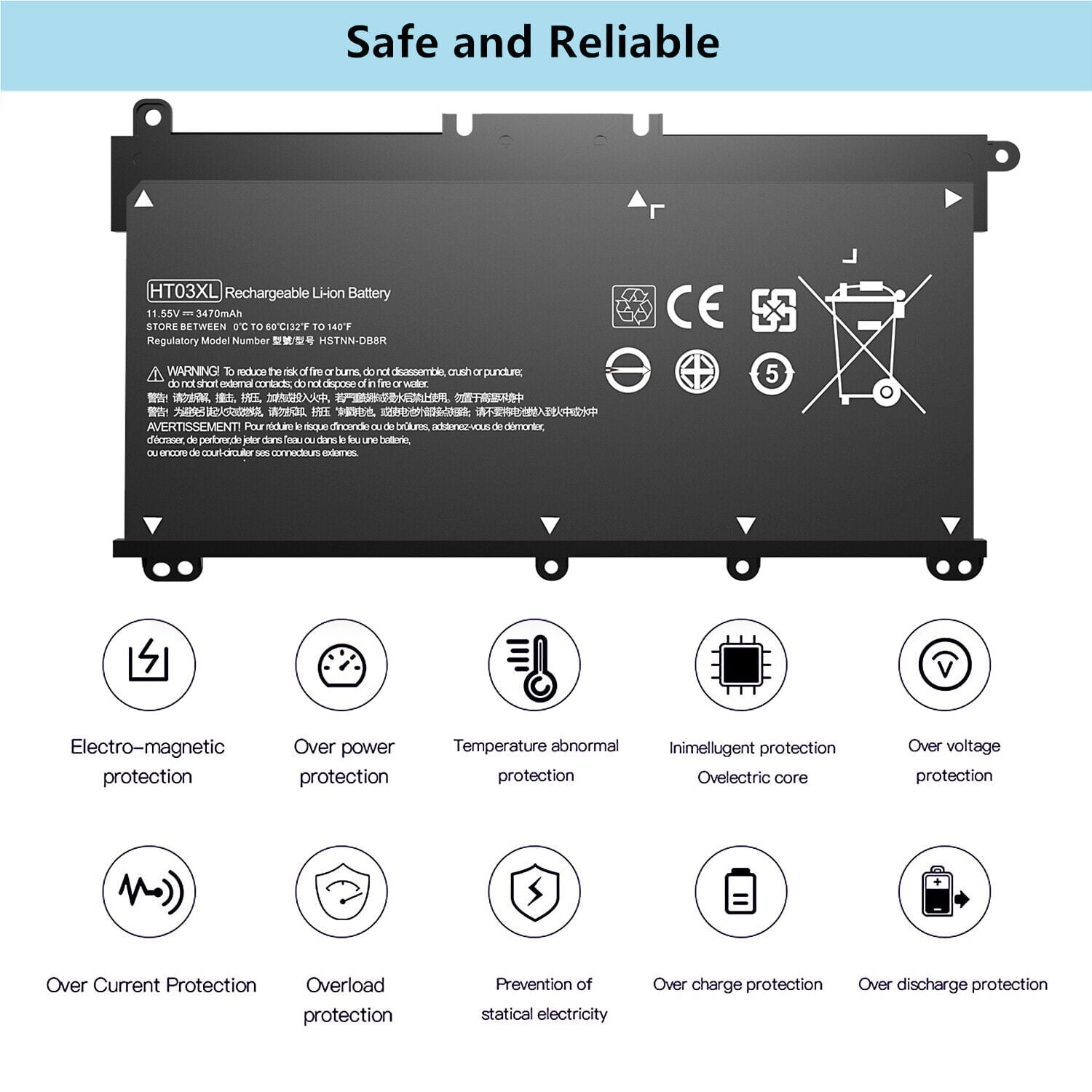 HT03XL HTO3XL Battery For HP Pavilion L11421-2C2 L11119-855 14-CE 14-CF ...