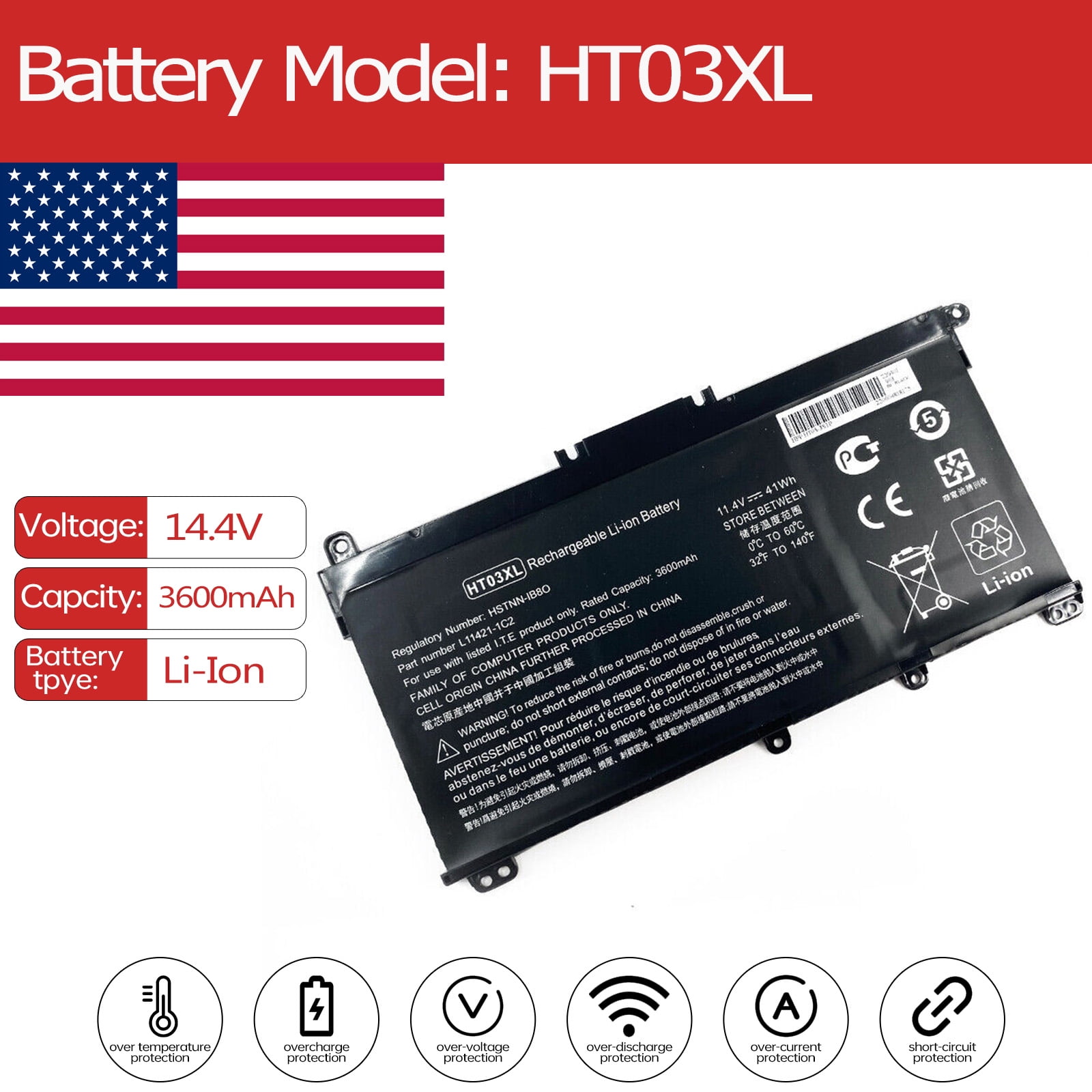 HT03XL Laptop Battery for HP 15S-EQ1265NB 15S-FQ1029NF 15S-FQ2006NF 14S ...