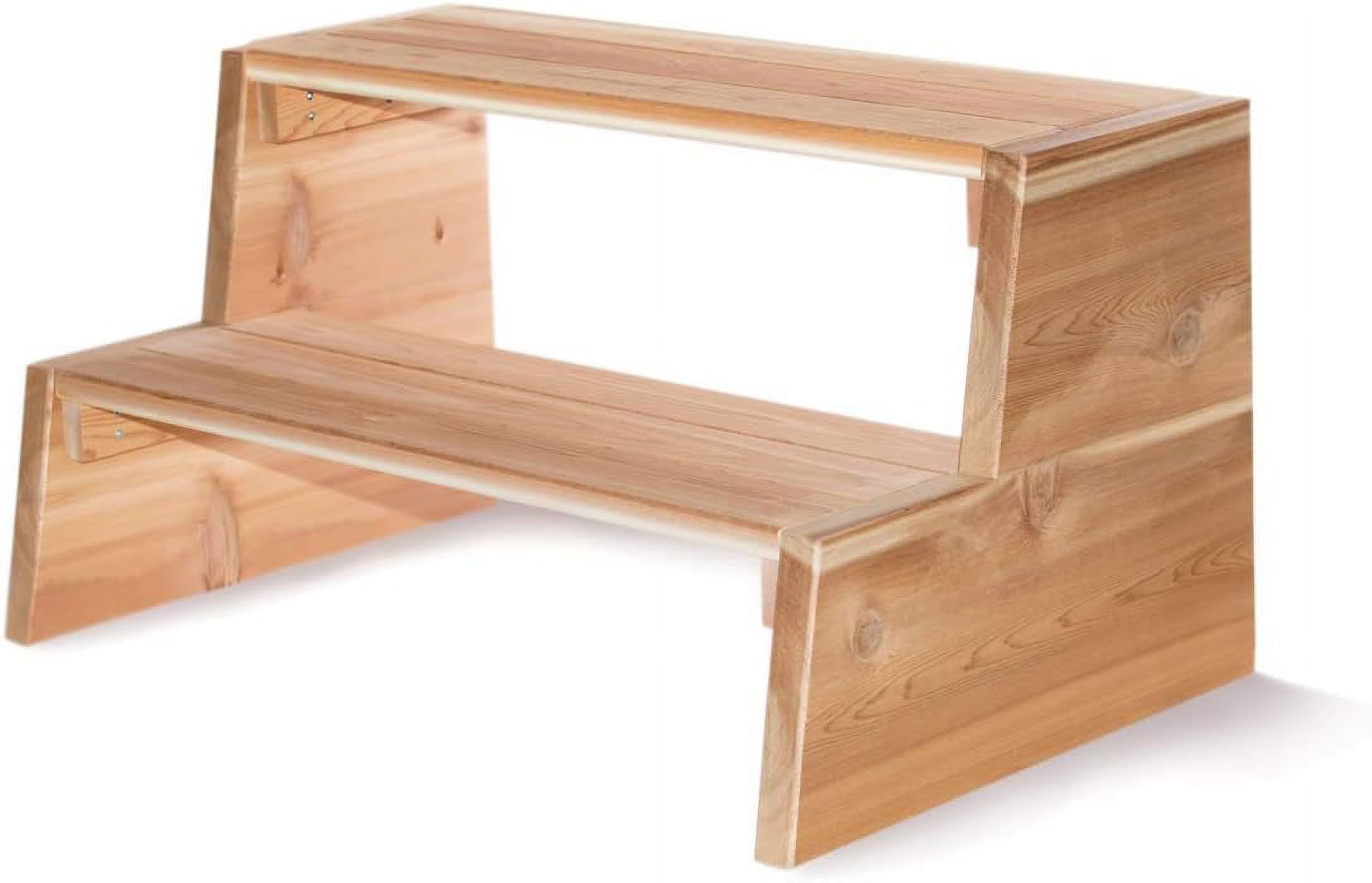 Step Stool, 2 Tiered Wooden Ladder for Outdoor Spas or Backyard Patios ...