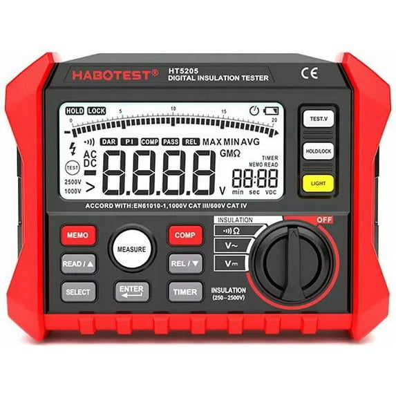 HT5205 Insulation Resistance Tester Digital Megaohm Meter High Voltage ...