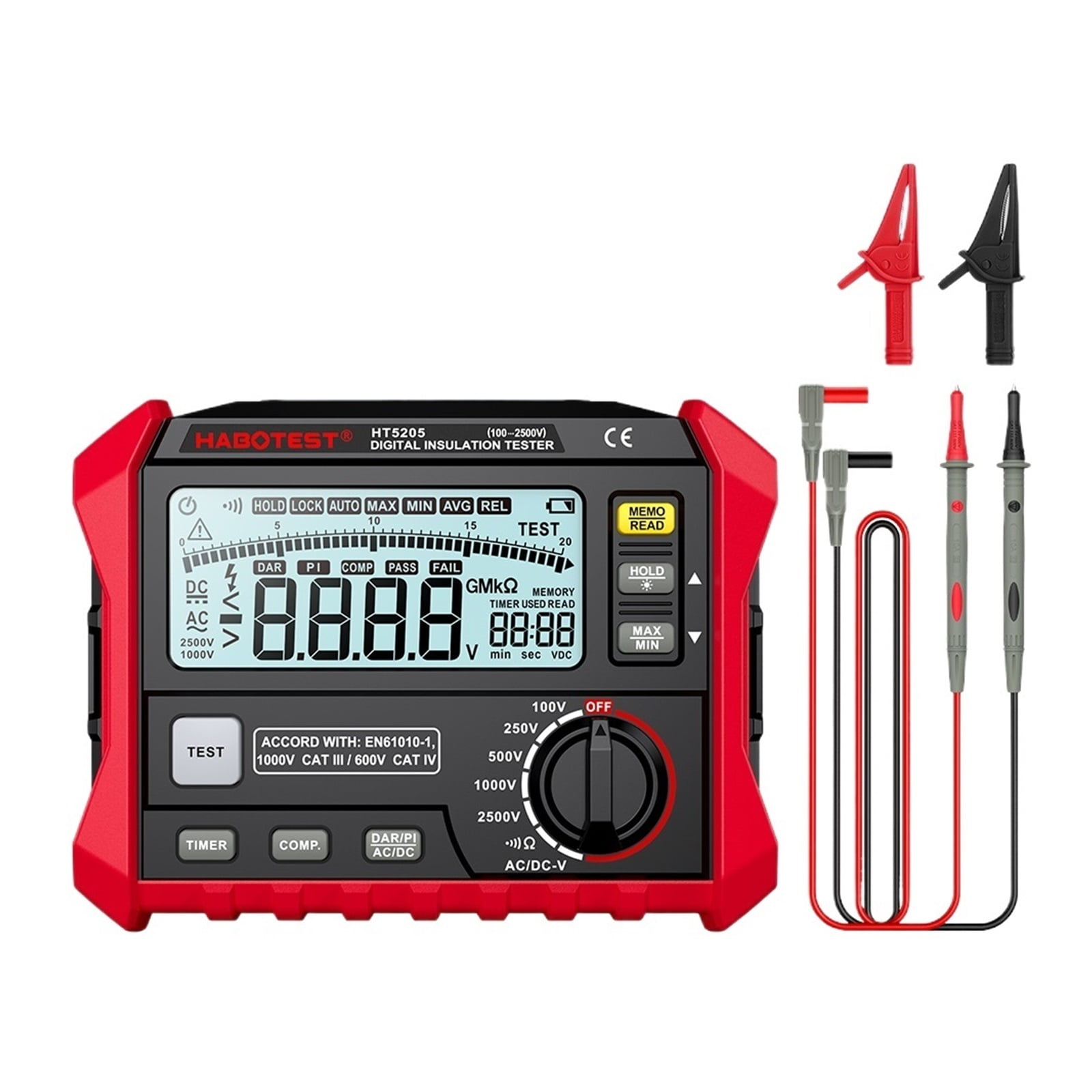 HT5205 Megohmeter Digital Insulation Tester Multimeter High-Precision ...