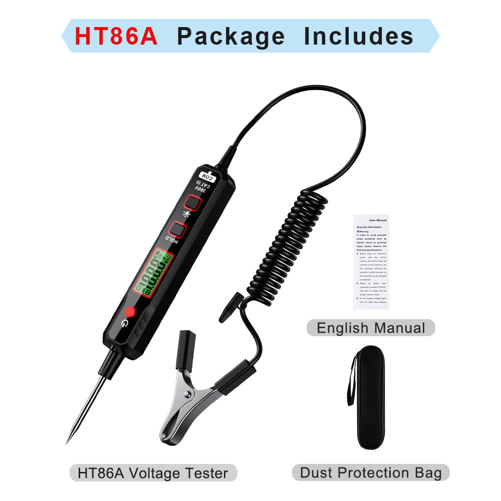 HT86A 100V Car Voltage Detector Pen Non-Contact Adjustable DC Voltage ...