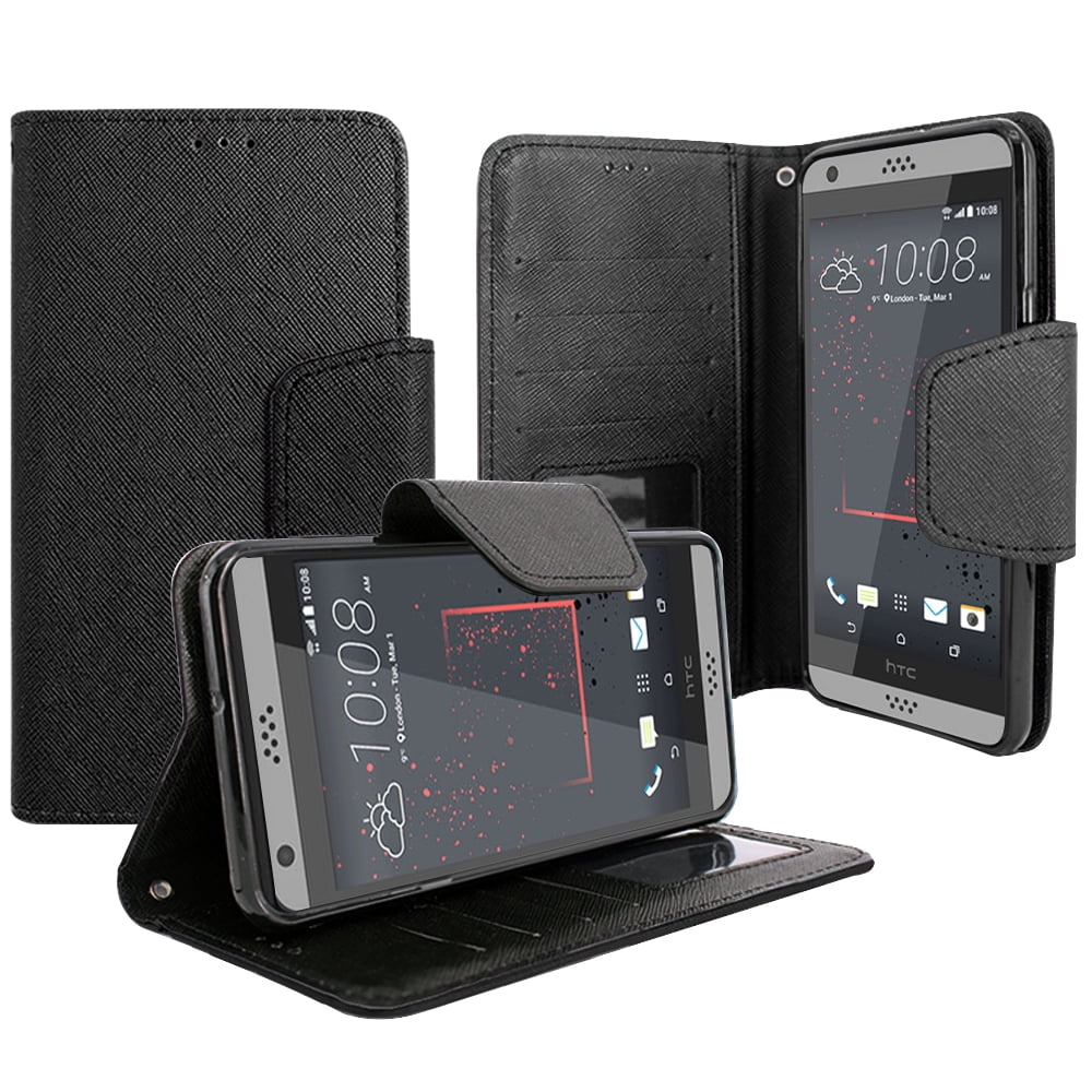 HTC Desire 530 / Desire 630 Magnetic flap Streak Leather Wallet Pouch ...