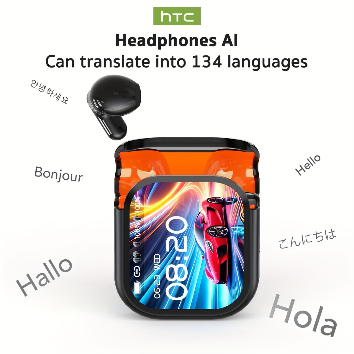 HTC NE20 AI Translator Headset: 131+ Languages Translated, Wireless 6.0 ...