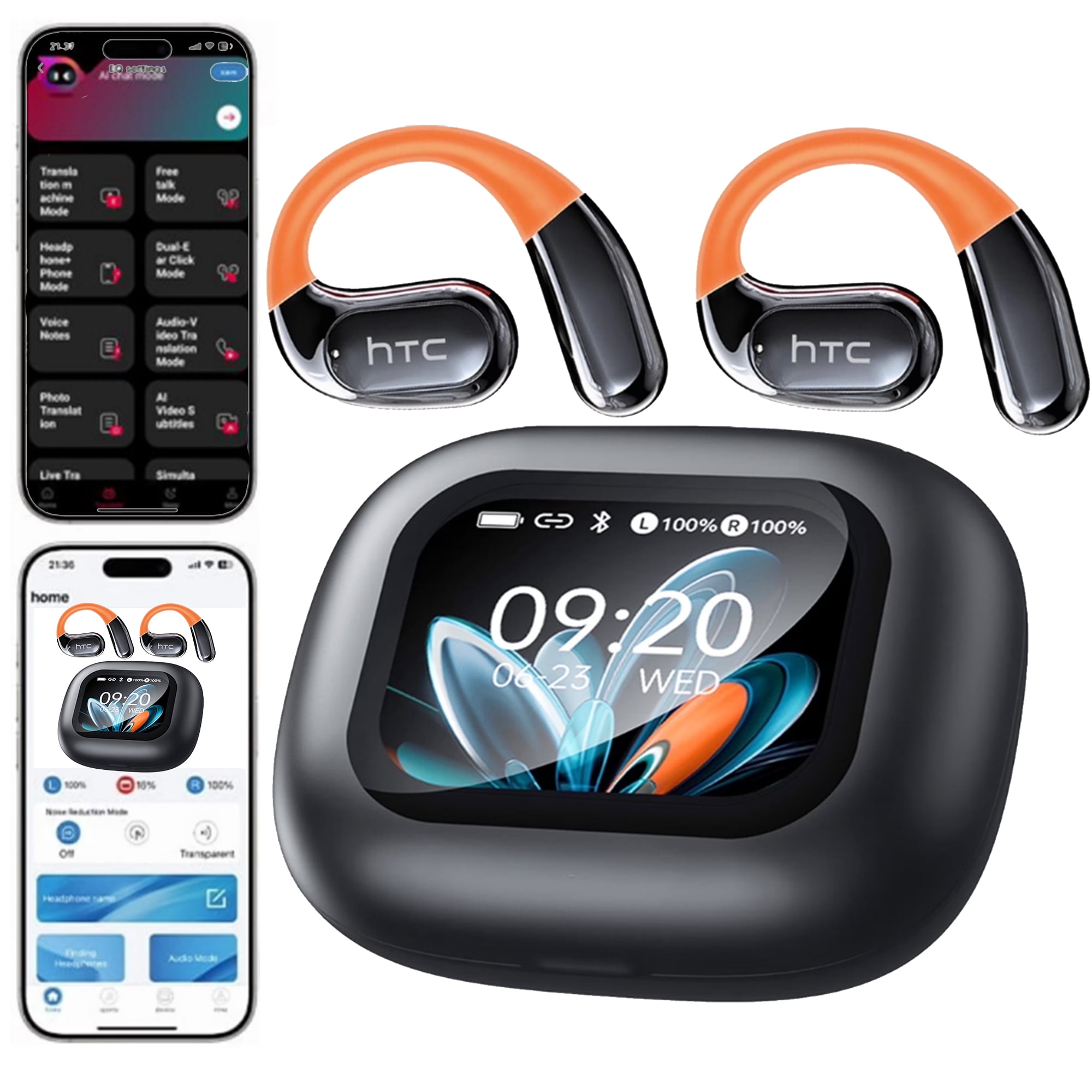 HTC NE27 Wireless Earbuds, AI Translate Earbuds Bluetooth 5.4 ...