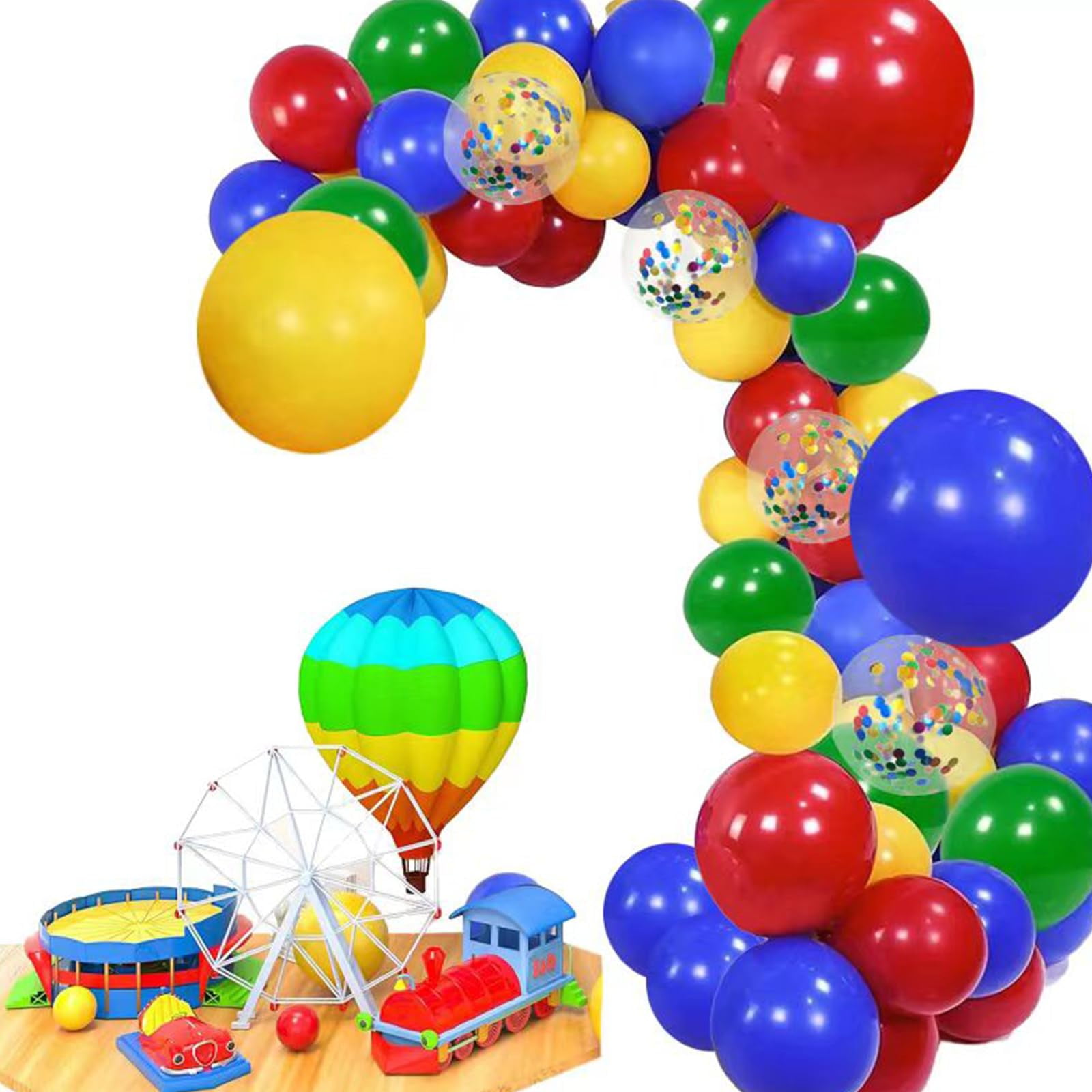 HTCAIZI Red Blue Yellow Green Balloon Garland Kit Rainbow Latex ...